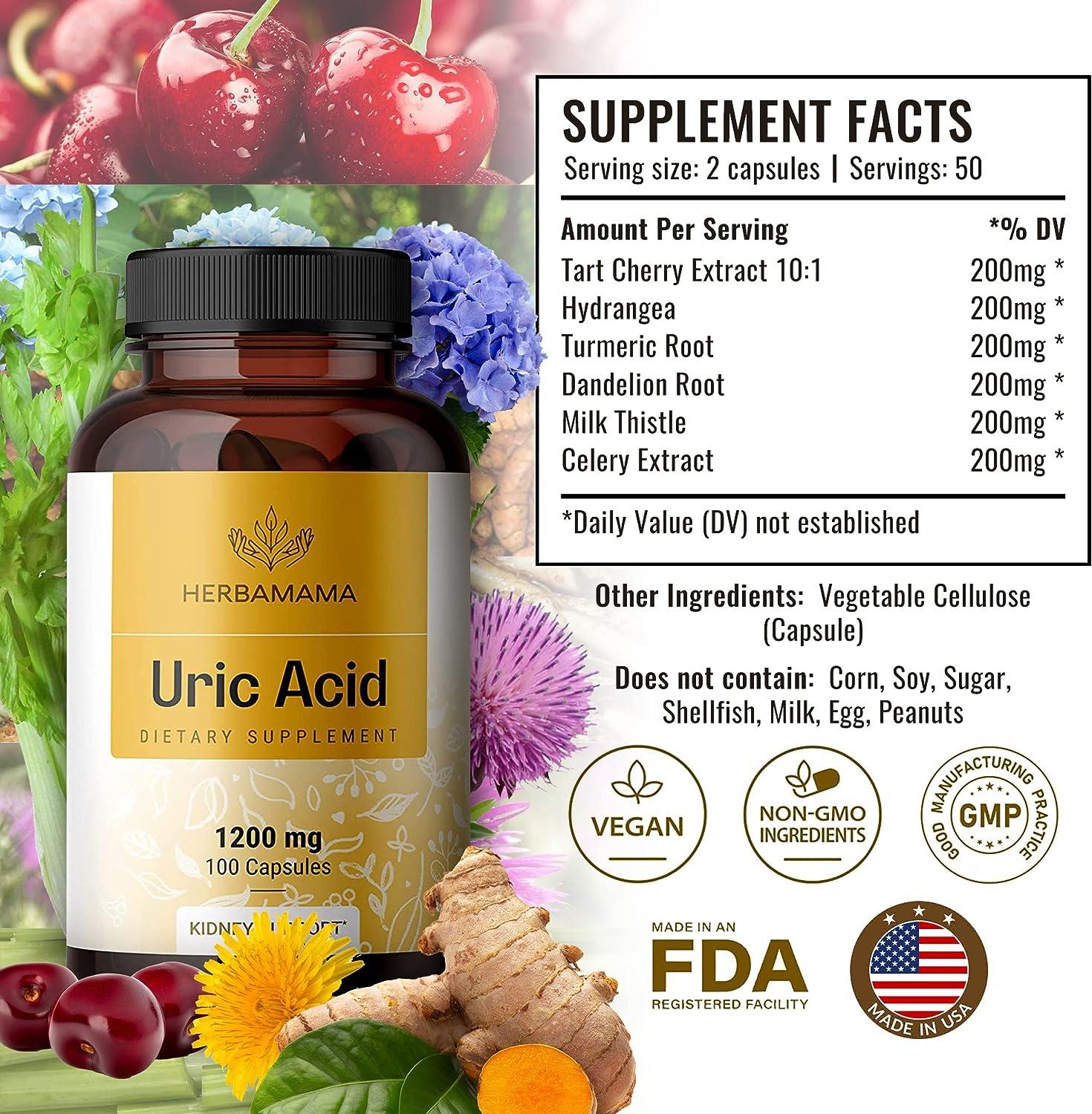 Organic Uric Acid Support Capsules with Tart Cherry, Celery & Turmeric ...