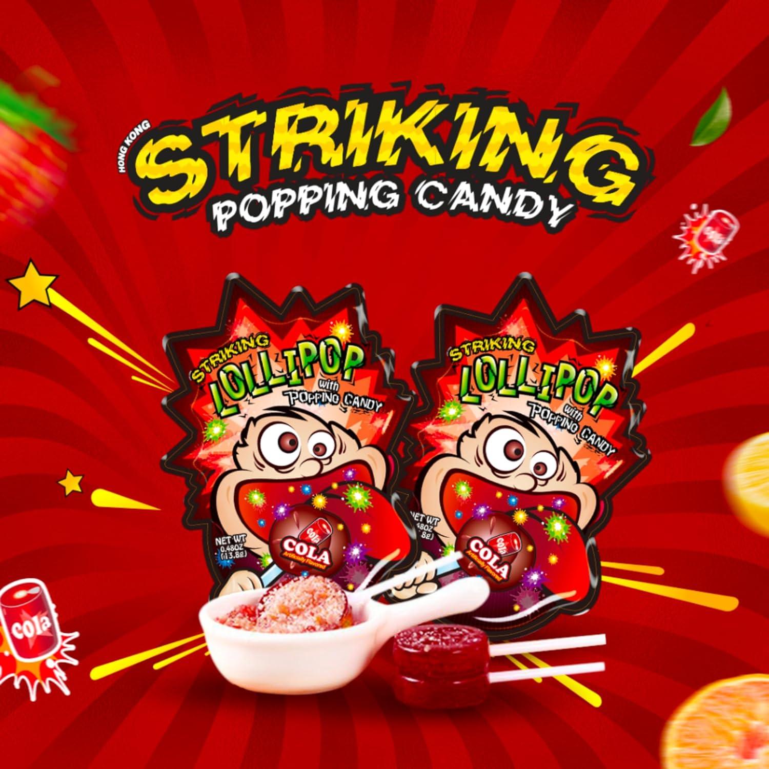 Striking Lollipop with Popping Candy Cola Flavour 13.8g (Pack of 4 ...