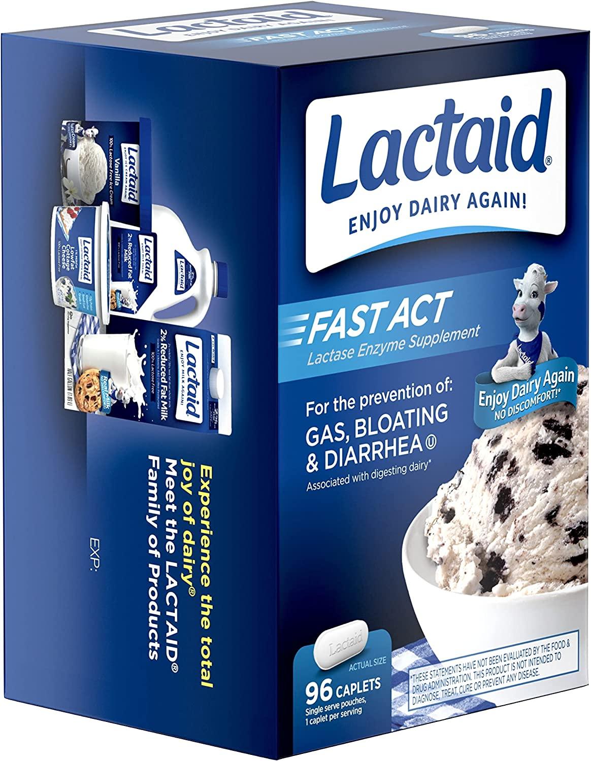 Lactaid Fast Act Lactose Intolerance Relief Caplets 96 Count - Pack of ...