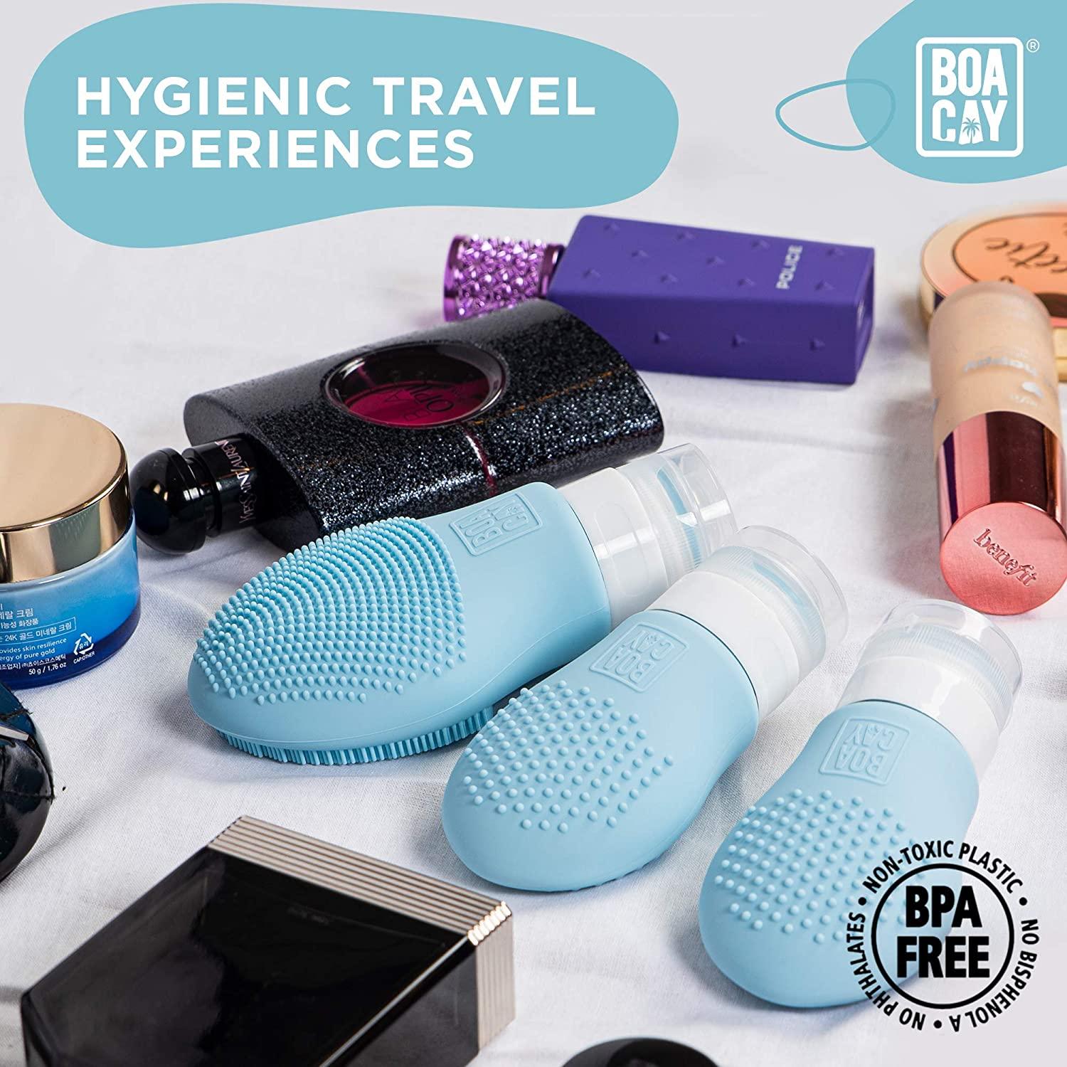 Silicone Travel Bottles Set with Face Scrubber | Leakproof Small ...
