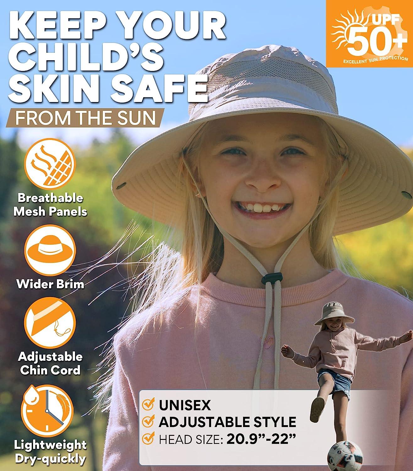GearTOP UPF 50+ Kids Sun Hat - Khaki Bucket Hat for Camping, Fishing ...