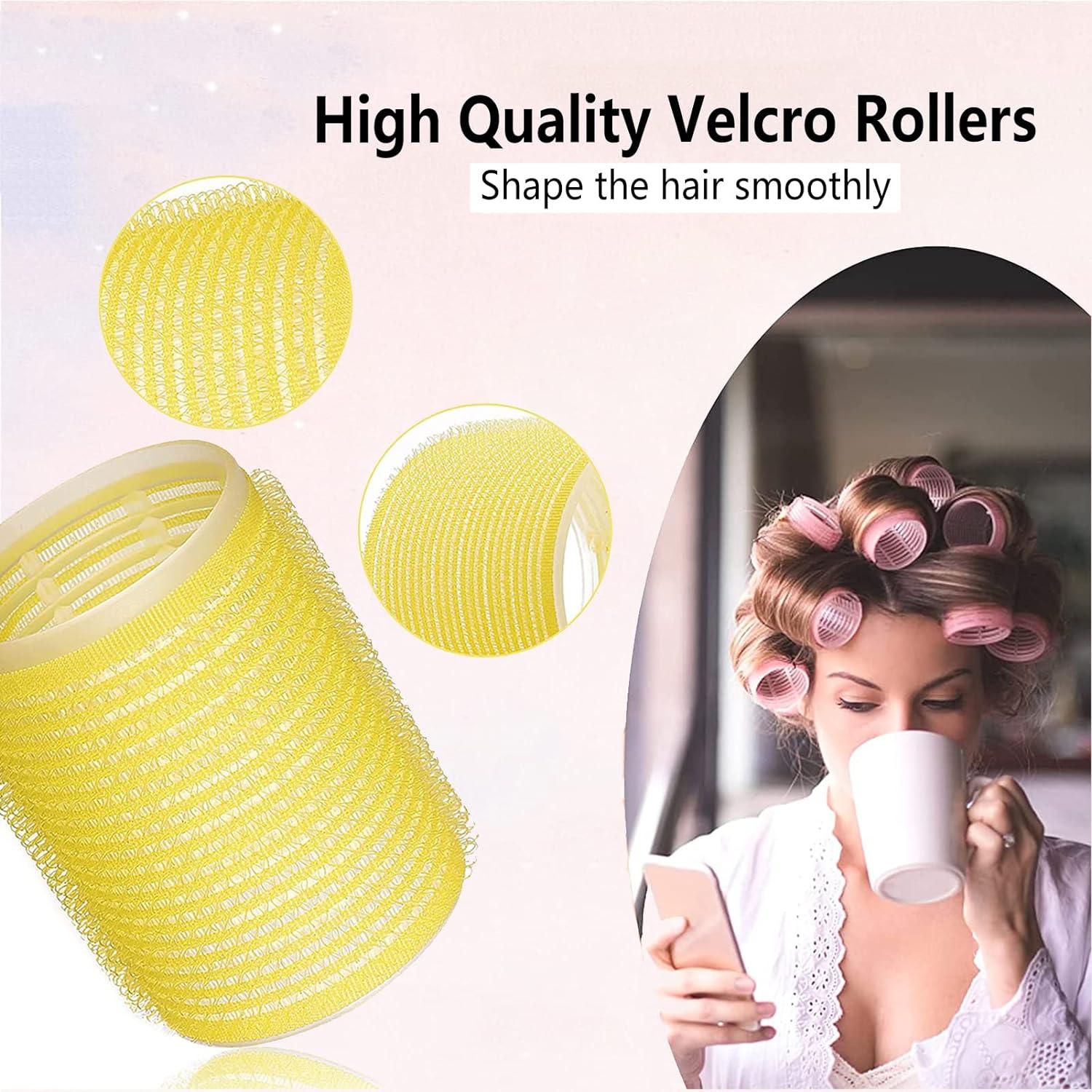 Jumbo Hair Rollers Set - 36 Pack Self Grip Rollers with Metal Clips ...