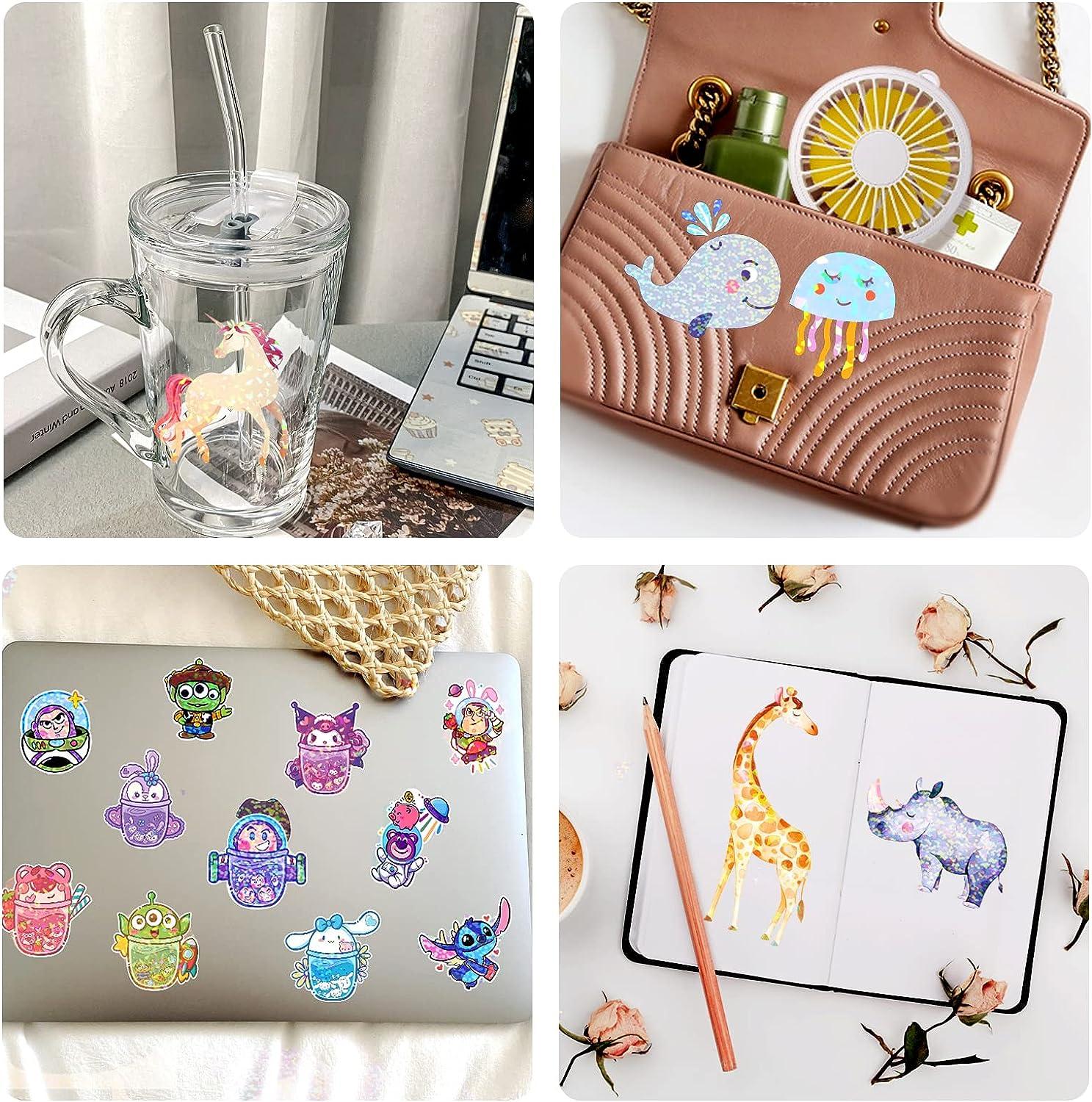 36 Sheets Holographic Sticker Paper Transparent Holographic Vinyl ...