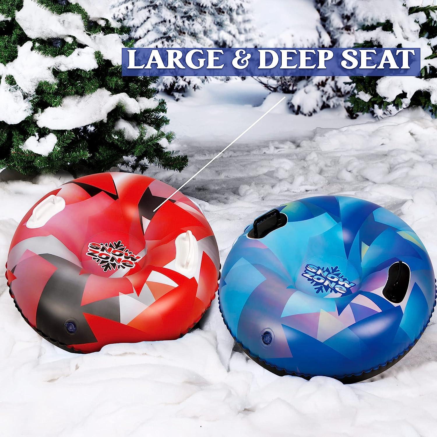 JOYIN 34 Inches Inflatable Snow Tubes (2 Sets) - Heavy Duty Sled for ...