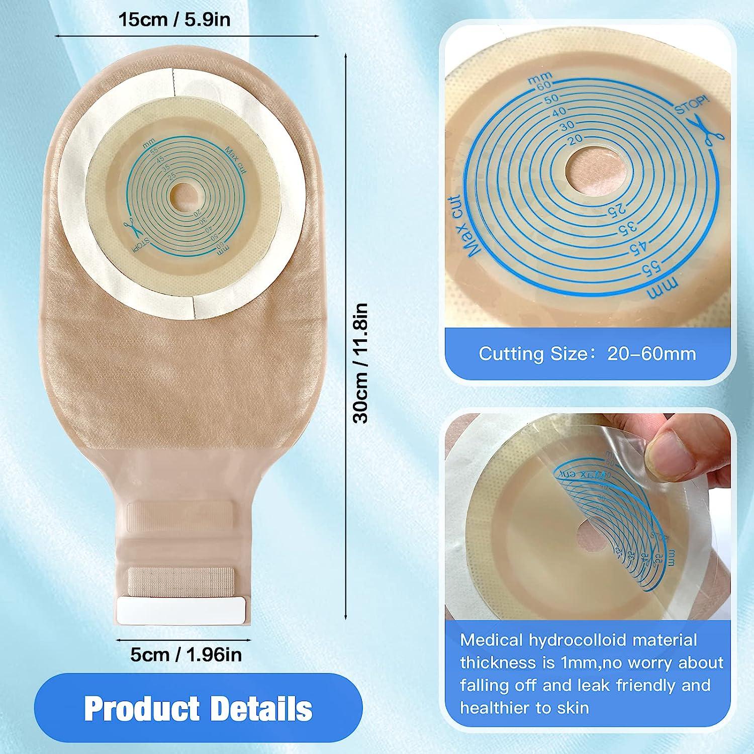 Colostomy Bag One-Piece System with Hook & Loop Closures - Drainable ...