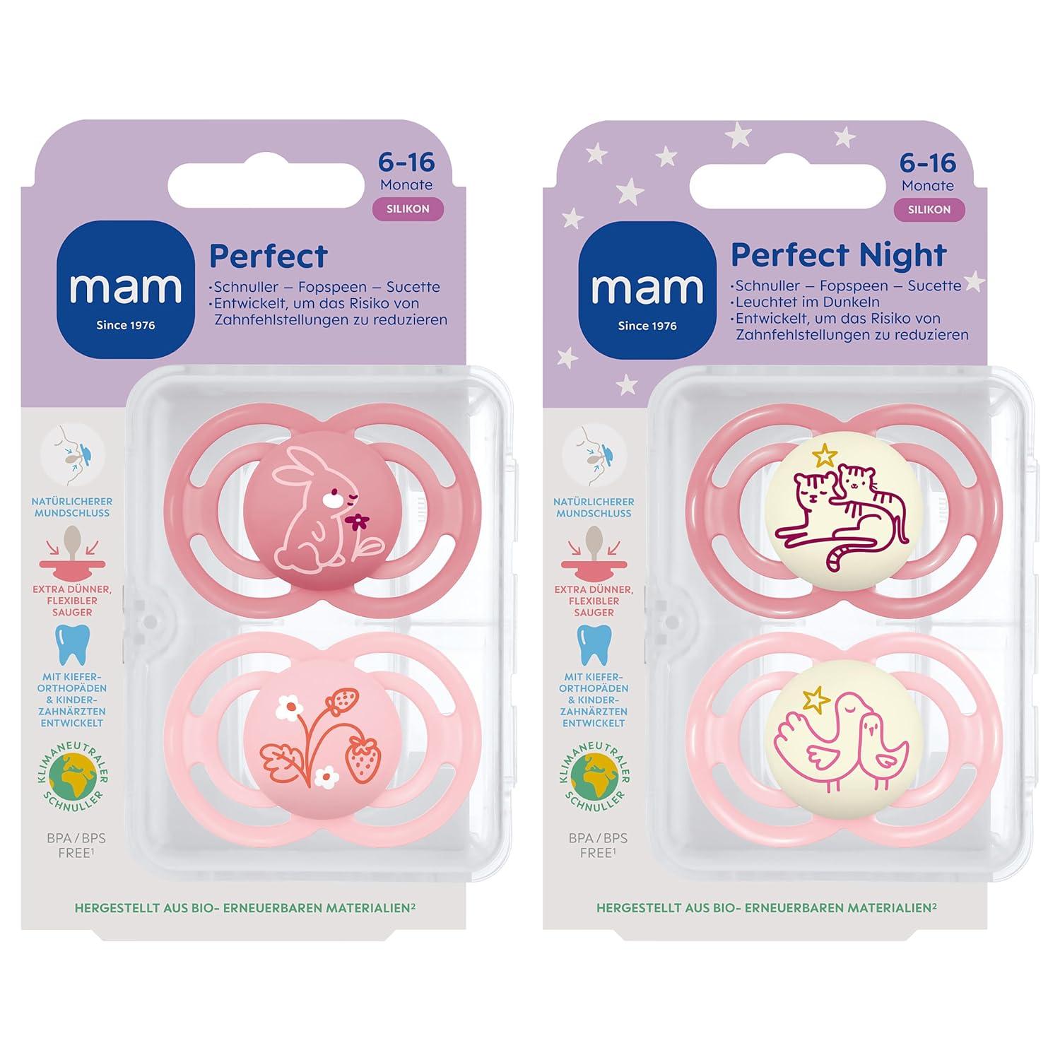 Buy MAM Perfect Day & Night Pacifiers 4-Set | Glow in the Dark Eco ...