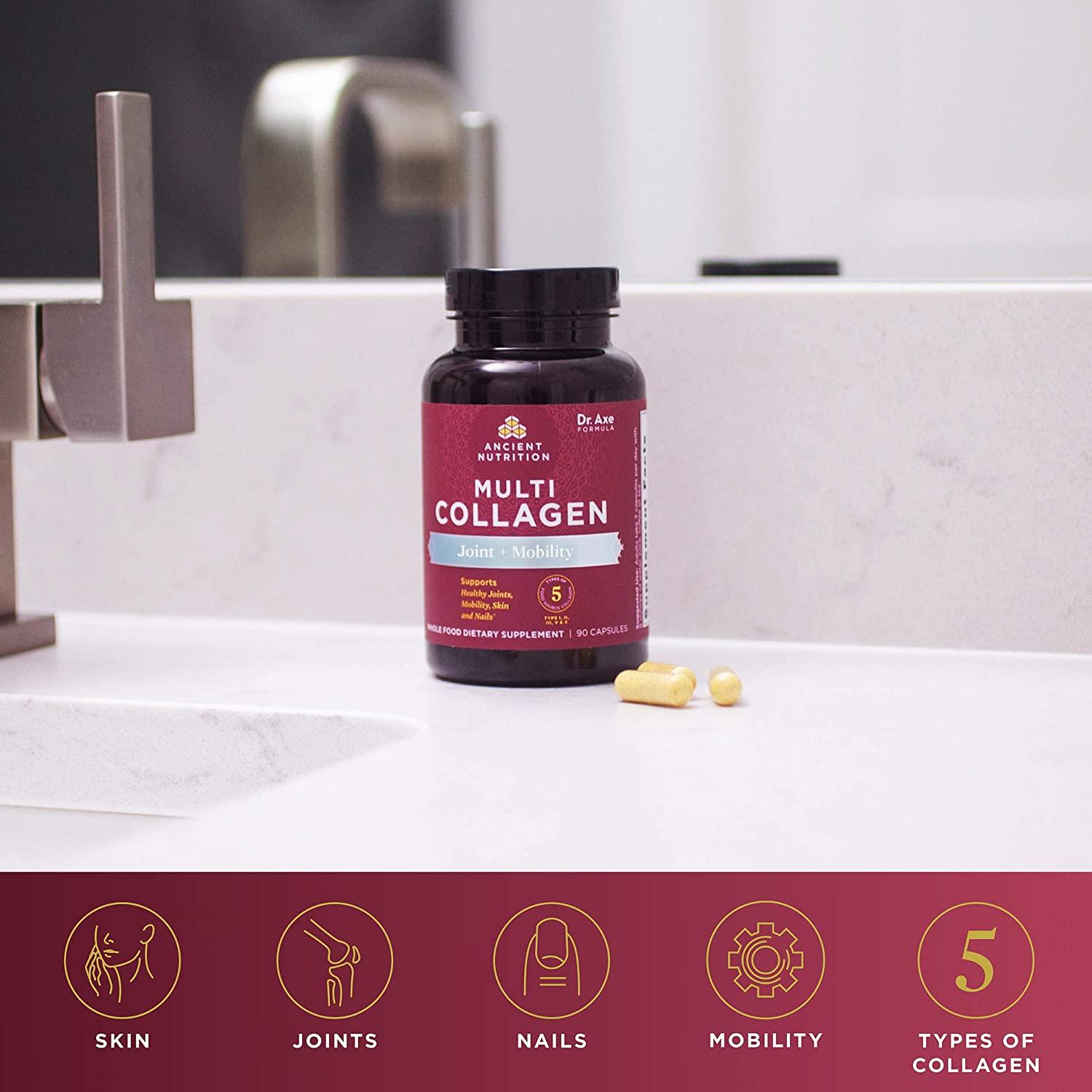 Dr. Axe Ancient Nutrition Multi Collagen - Joint & Mobility Support (90 ...