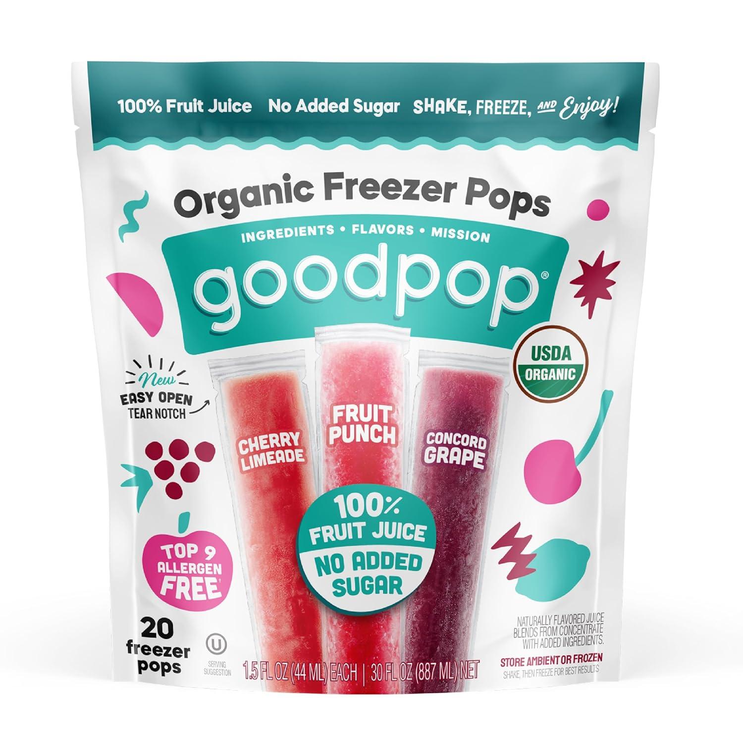 GoodPop Organic Freezer Pops | 100% Juice | No Added Sugar - 20ct | Buy ...