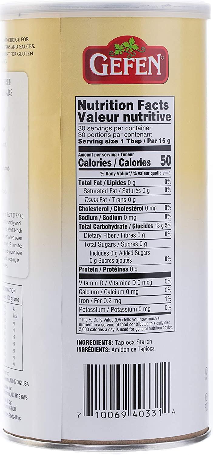 Gefen Pure Tapioca Starch 16oz. Resealable Container - Gluten Free ...