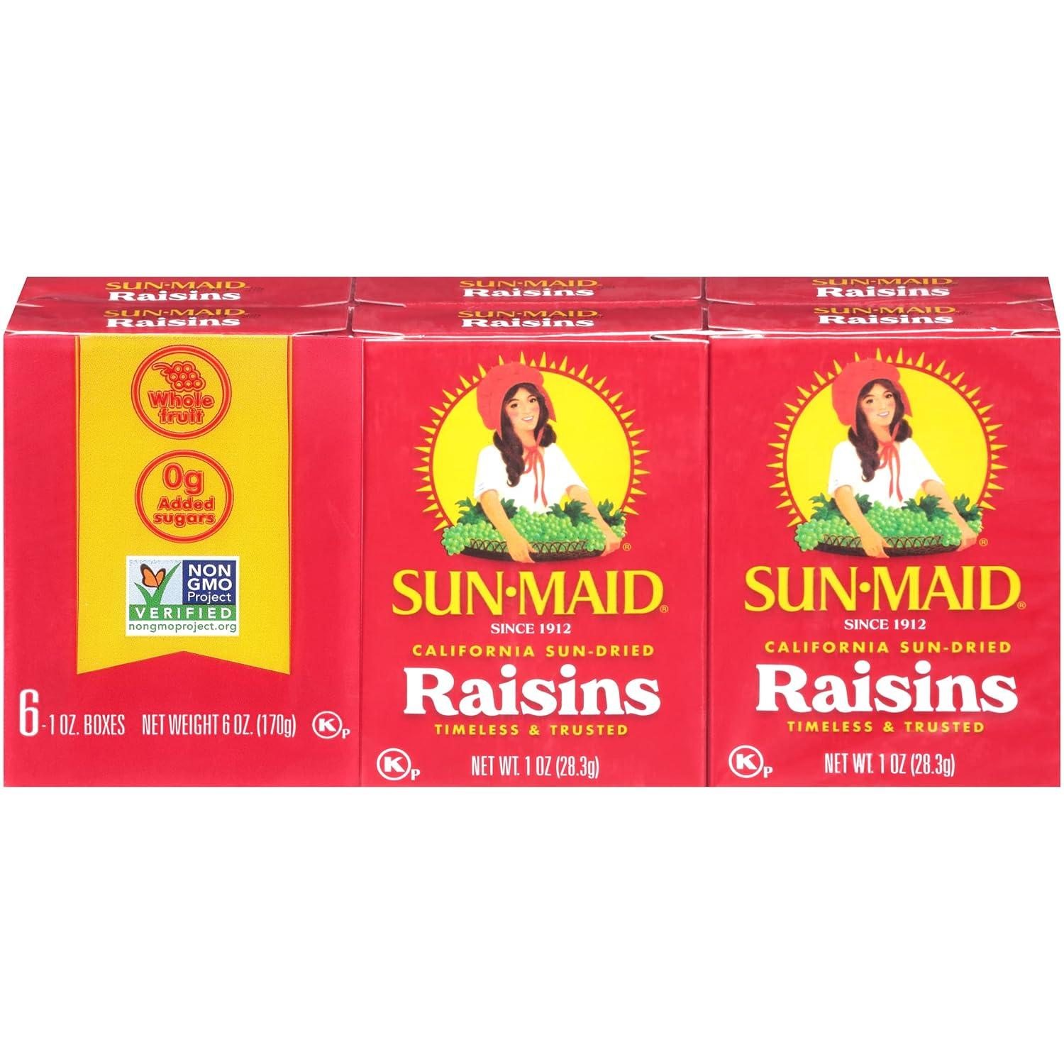 Sun Maid Raisins Mini Boxes - Natural California - 1 Oz - 6 Count (Pack ...