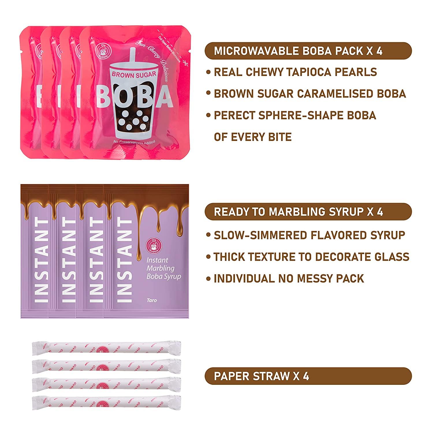 O's Bubble Instant Boba Kit | Marbling Boba Tea Kit with Tapioca Pearl & Syrup | Vegan & Gluten ...