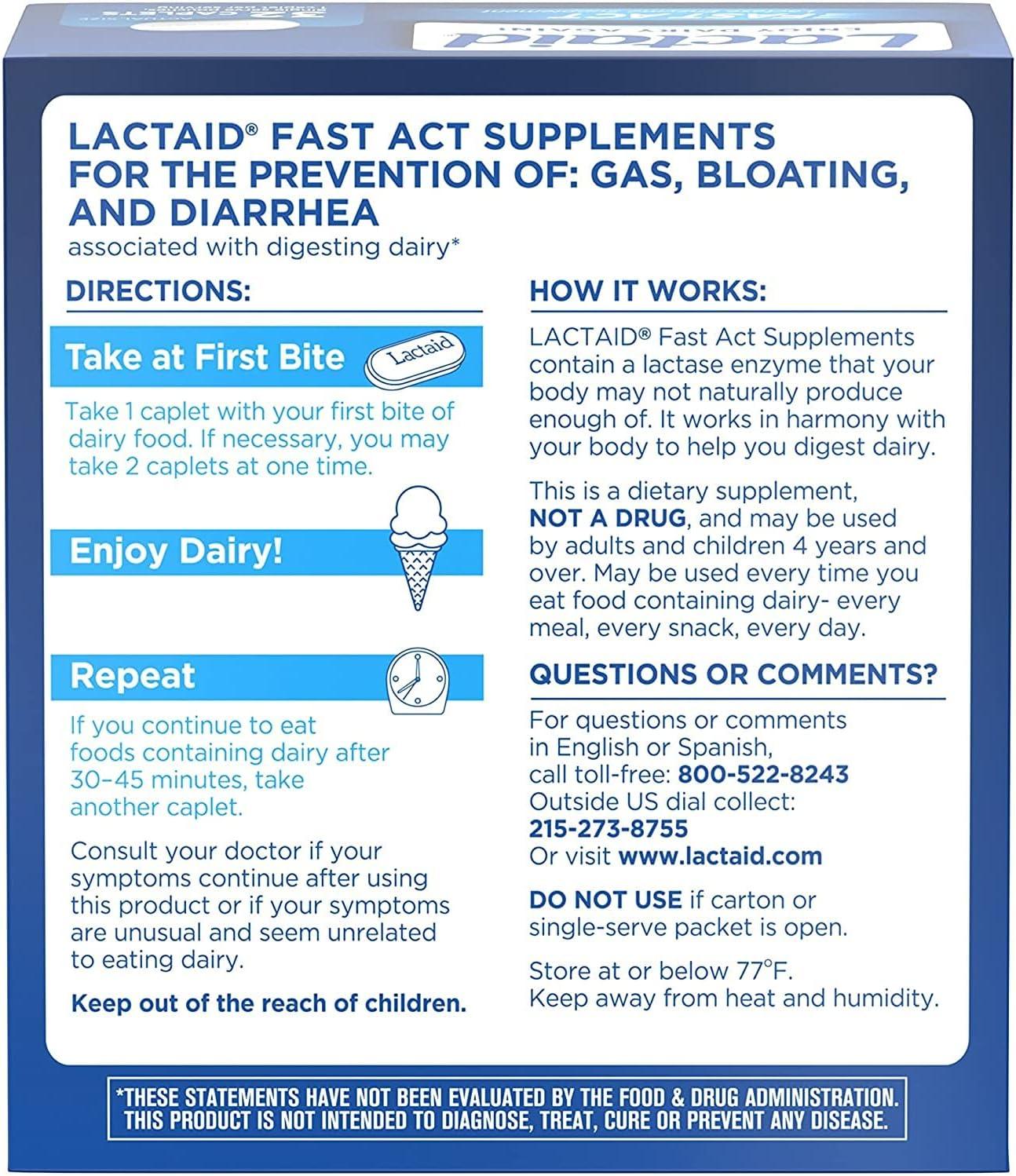LACTAID Fast Acting Caplets - 64 Caplets (2 Pack) | Buy Now with ...
