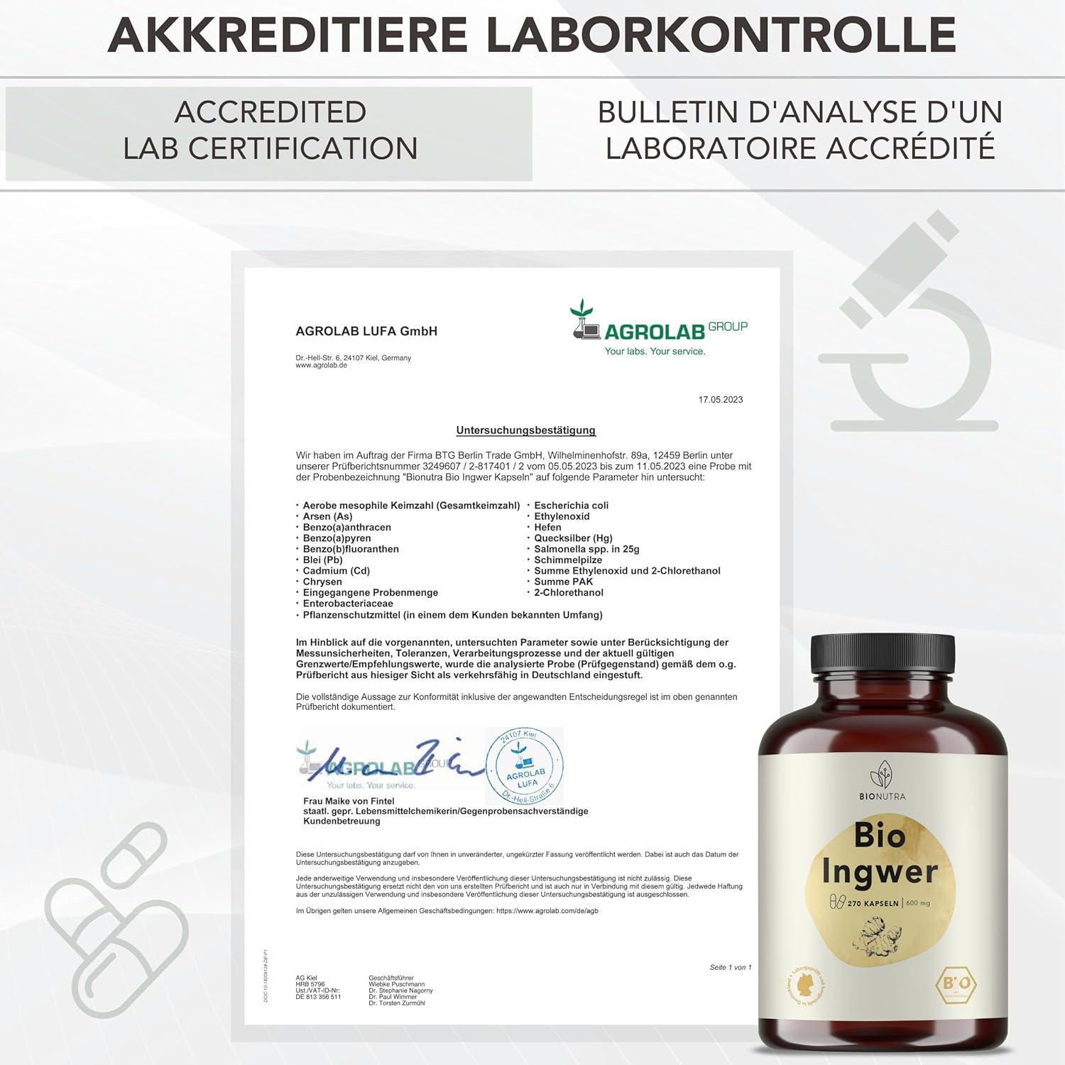 Bionutra Organic Ginger Capsules - 270 x 600 mg Vegan & Gluten-Free ...