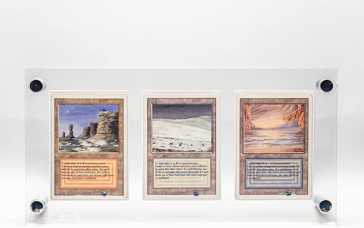 Acrylic Trading Card Frame Holder Stand Display - 3 Slots UV Filtering ...