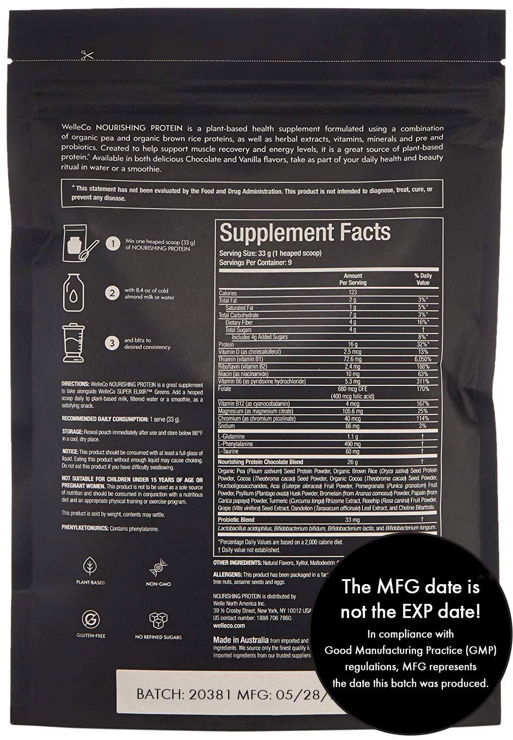 WelleCo Organic Chocolate Protein Powder - 300g Pouch - Plant-Based ...