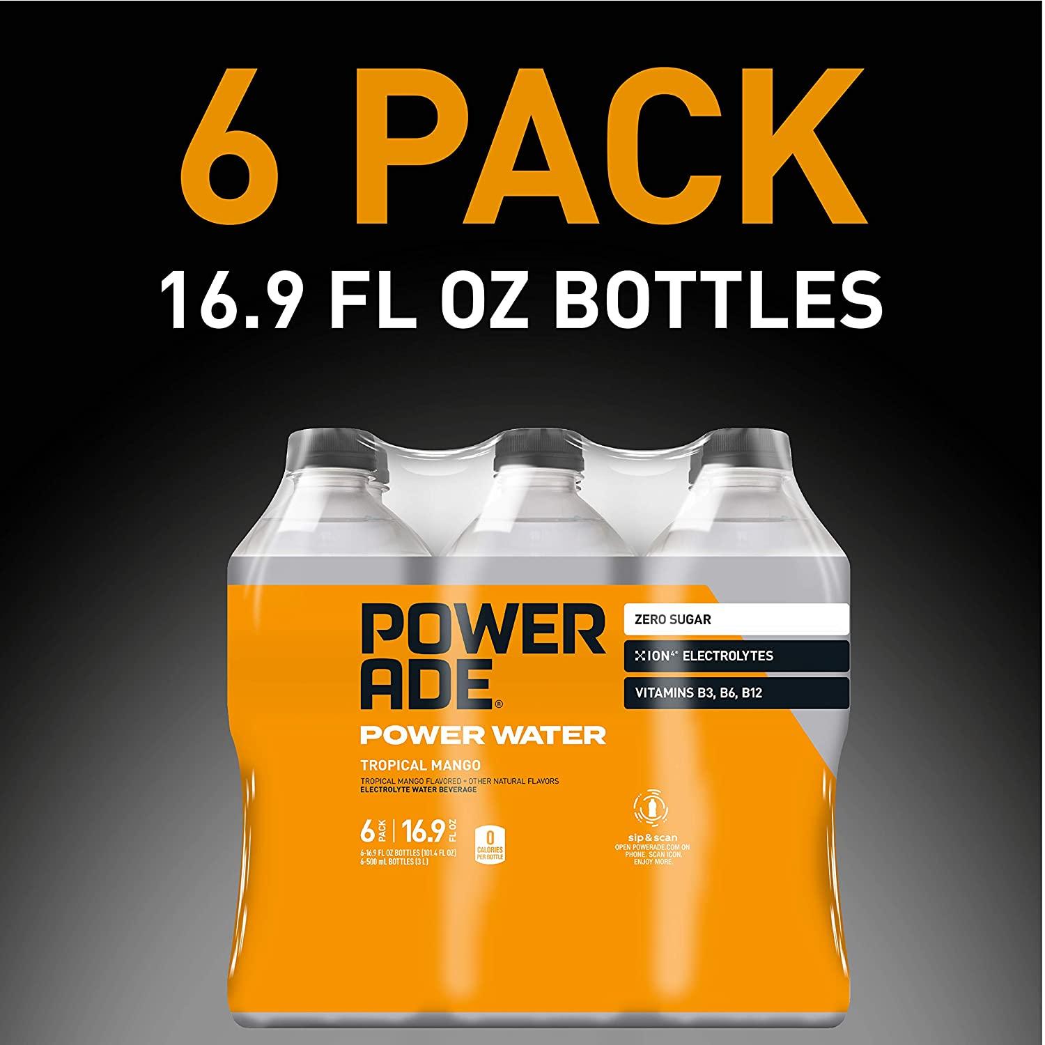 Powerade Power Water Tropical Mango 16.9 Fl oz (Pack Of 6)