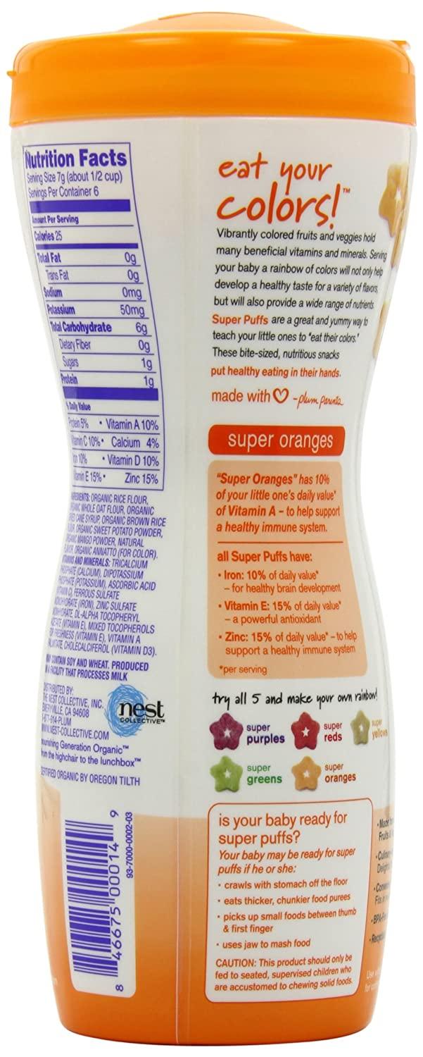 Plum Organics Super Puffs - Organic Veggie Fruit & Grain Snacks, Mango ...