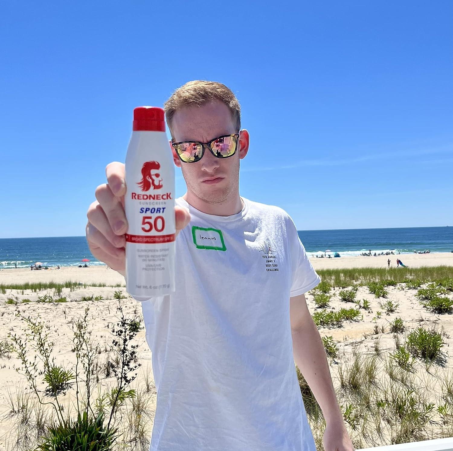 Redneck Sunscreen 6 Oz SPF 50 Sport Spray - Water/Sweat Resistant, Reef ...