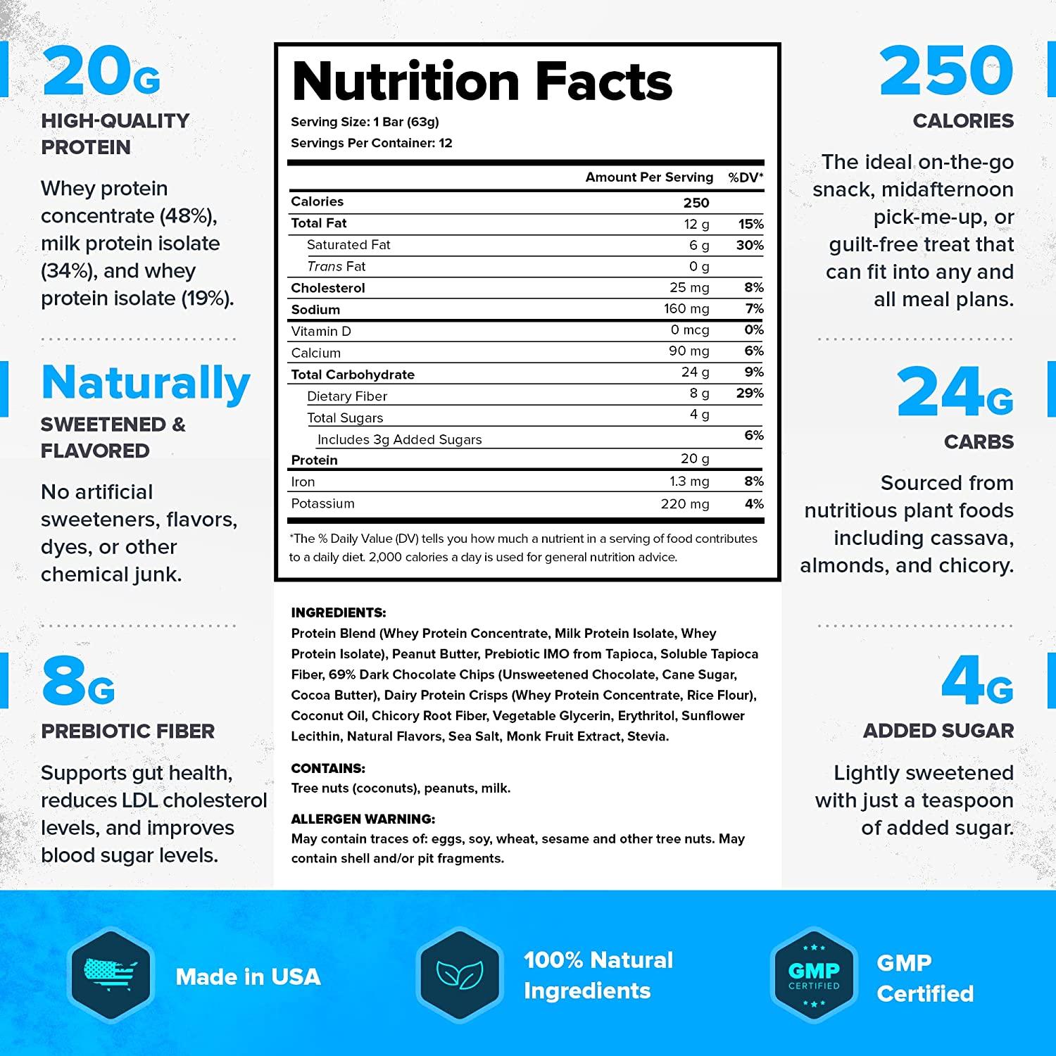 Legion Chocolate Peanut Butter Protein Bar - 100% Whey, High Protein ...