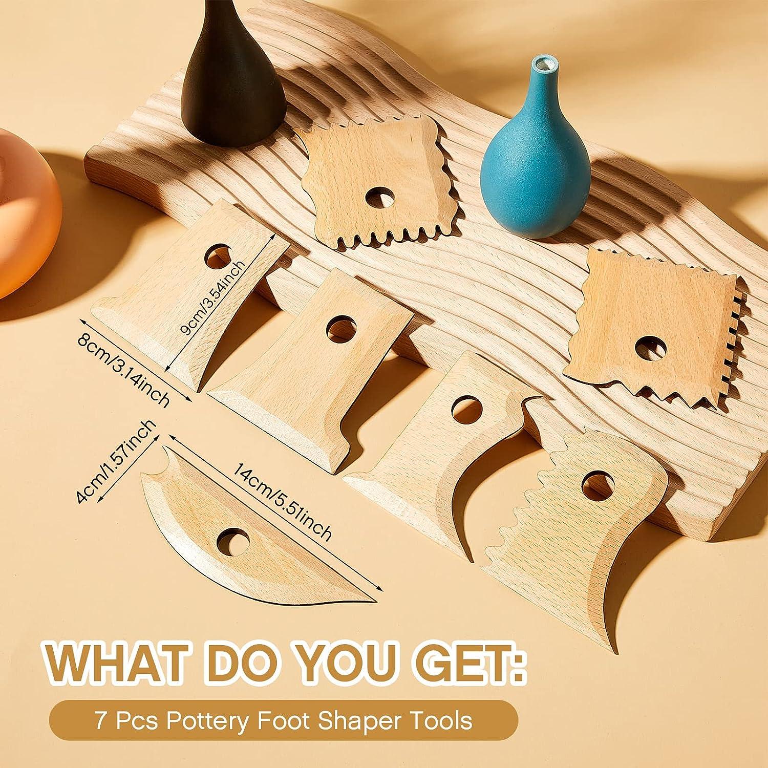 7-Piece Pottery Foot Shaper & Trimming Tools Bundle - Beech Wood ...