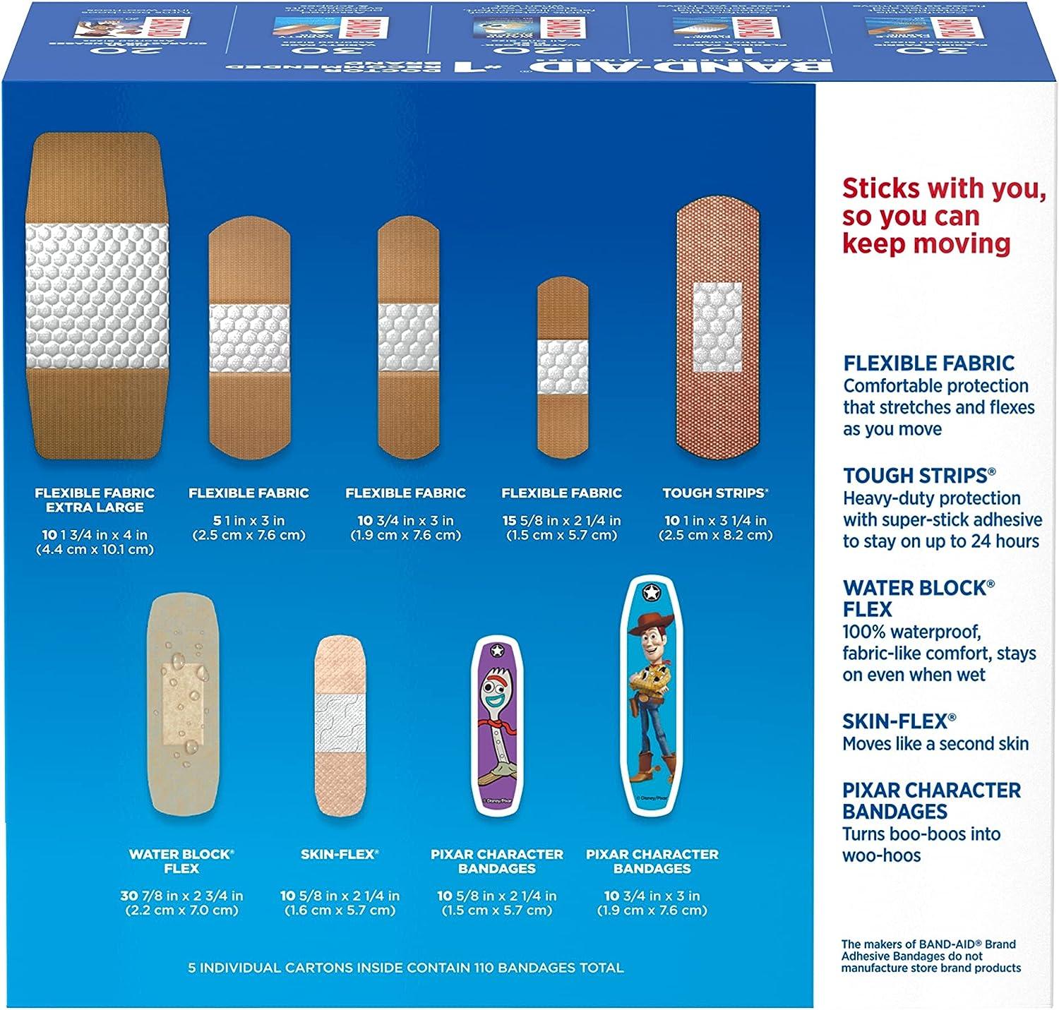 Band-Aid Family Variety Pack - 110 Count Assorted Sizes with Water ...
