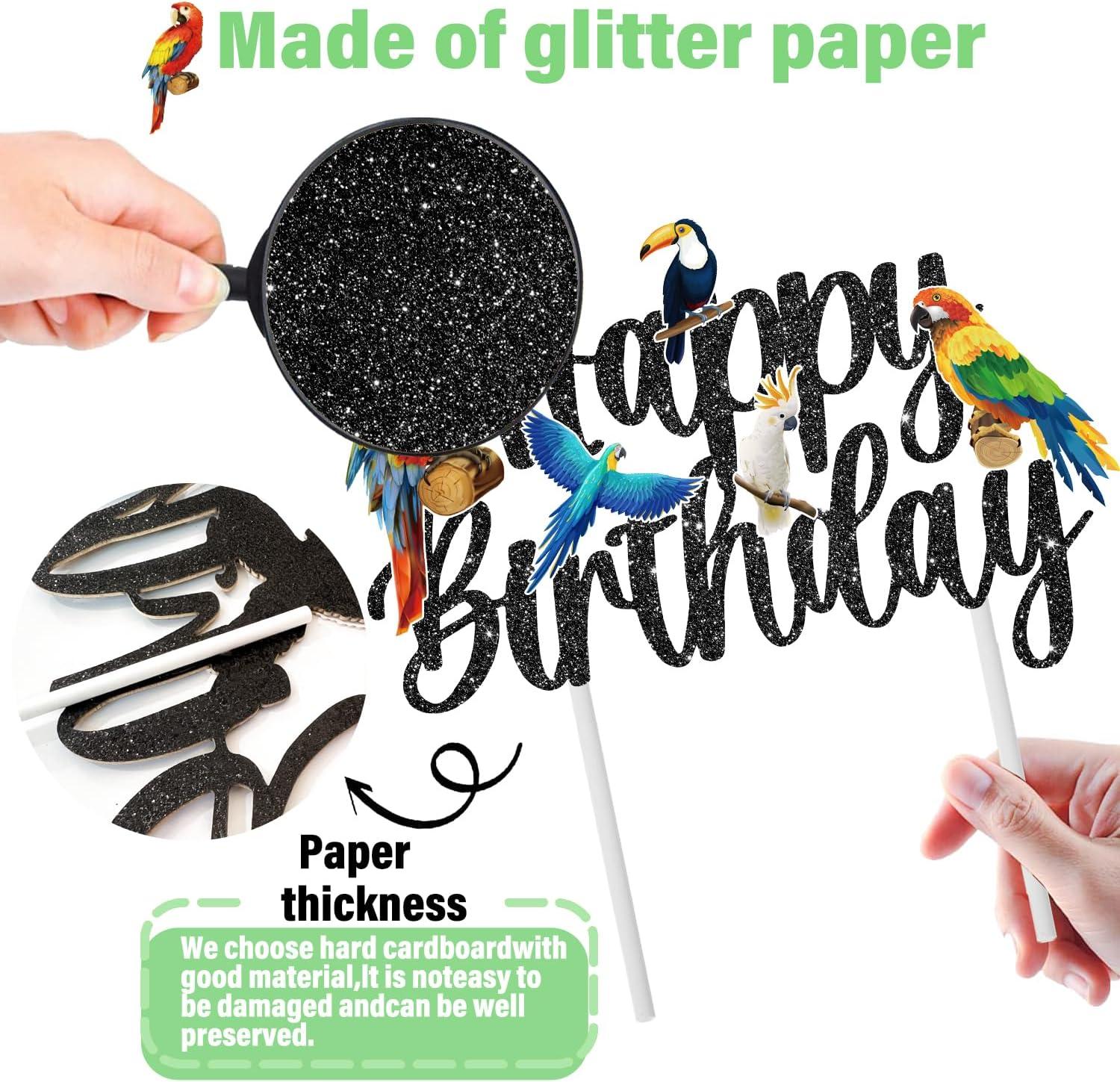 Parrot Birthday Cake Topper Tropical Bird Themed Birthday Decoration ...