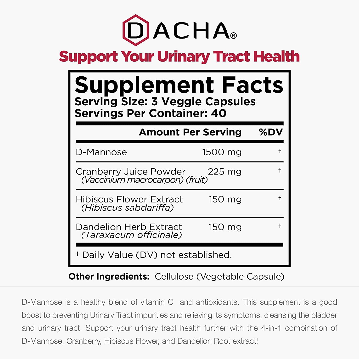 Natural D-Mannose Capsules 4-in-1 Formula - 120 CAPS | Cranberry ...