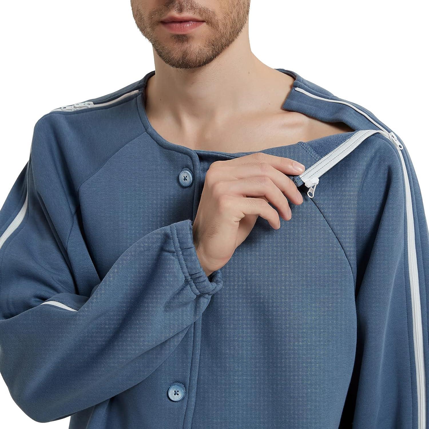 YOSINISO Bedridden Patient Clothing - Fleece Lined Double Zipper Cotton ...