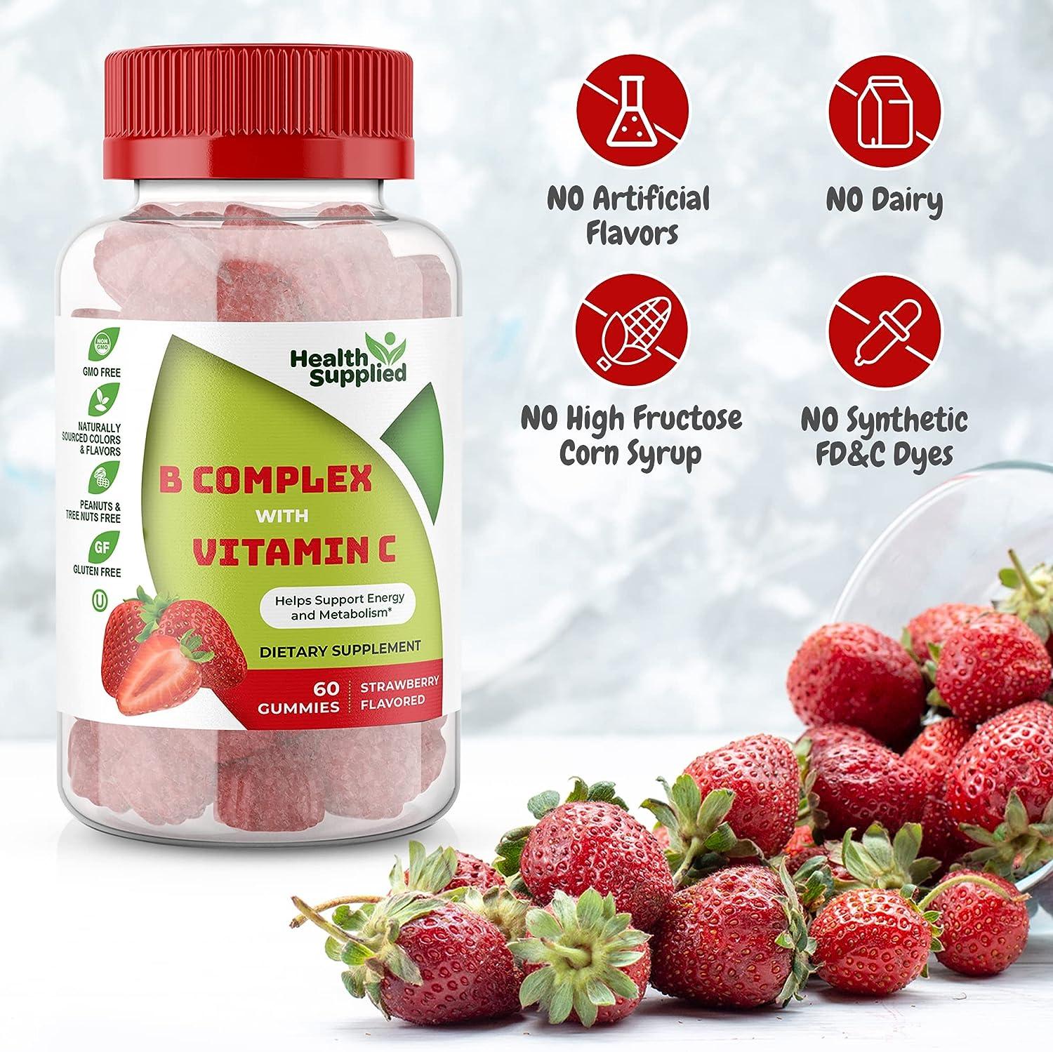 Vitamin B Complex Gummies with Vitamin C, B6, B12, Niacin, Folic Acid ...
