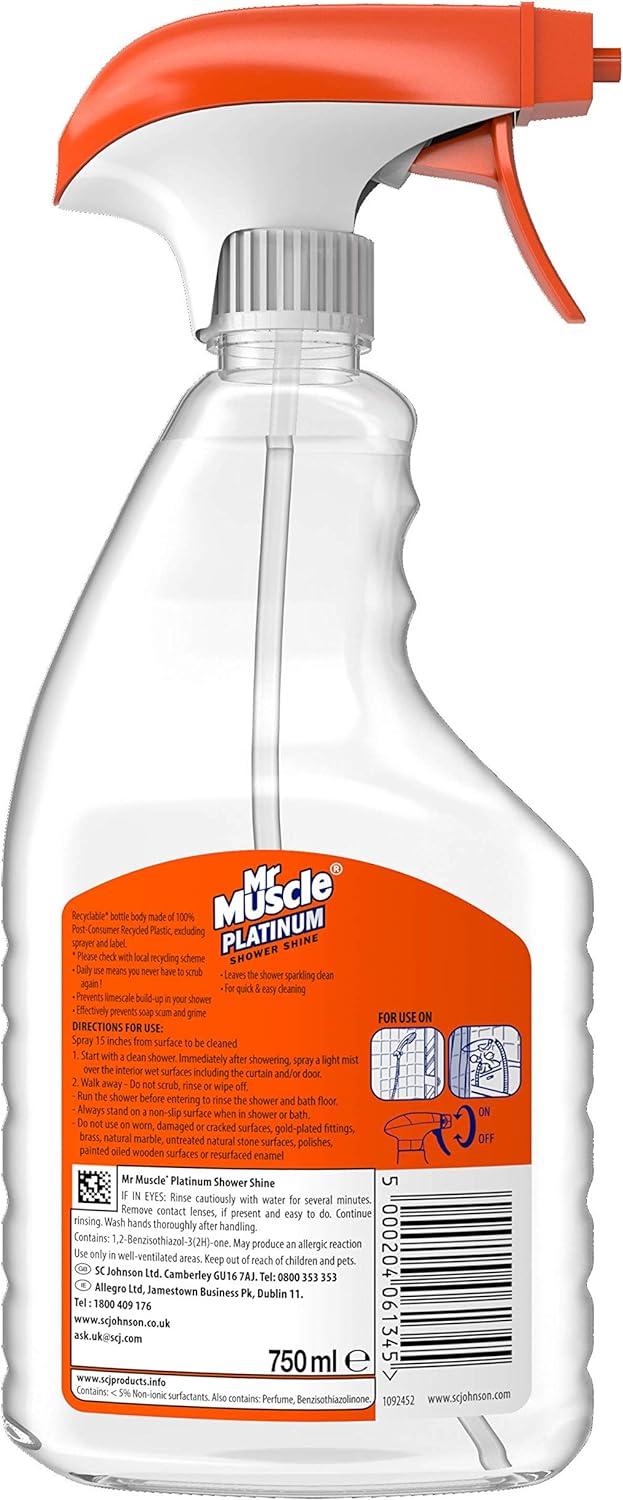 Mr Muscle Platinum Shower Shine Spray Bathroom Cleaner Pack of 12 (6 x ...
