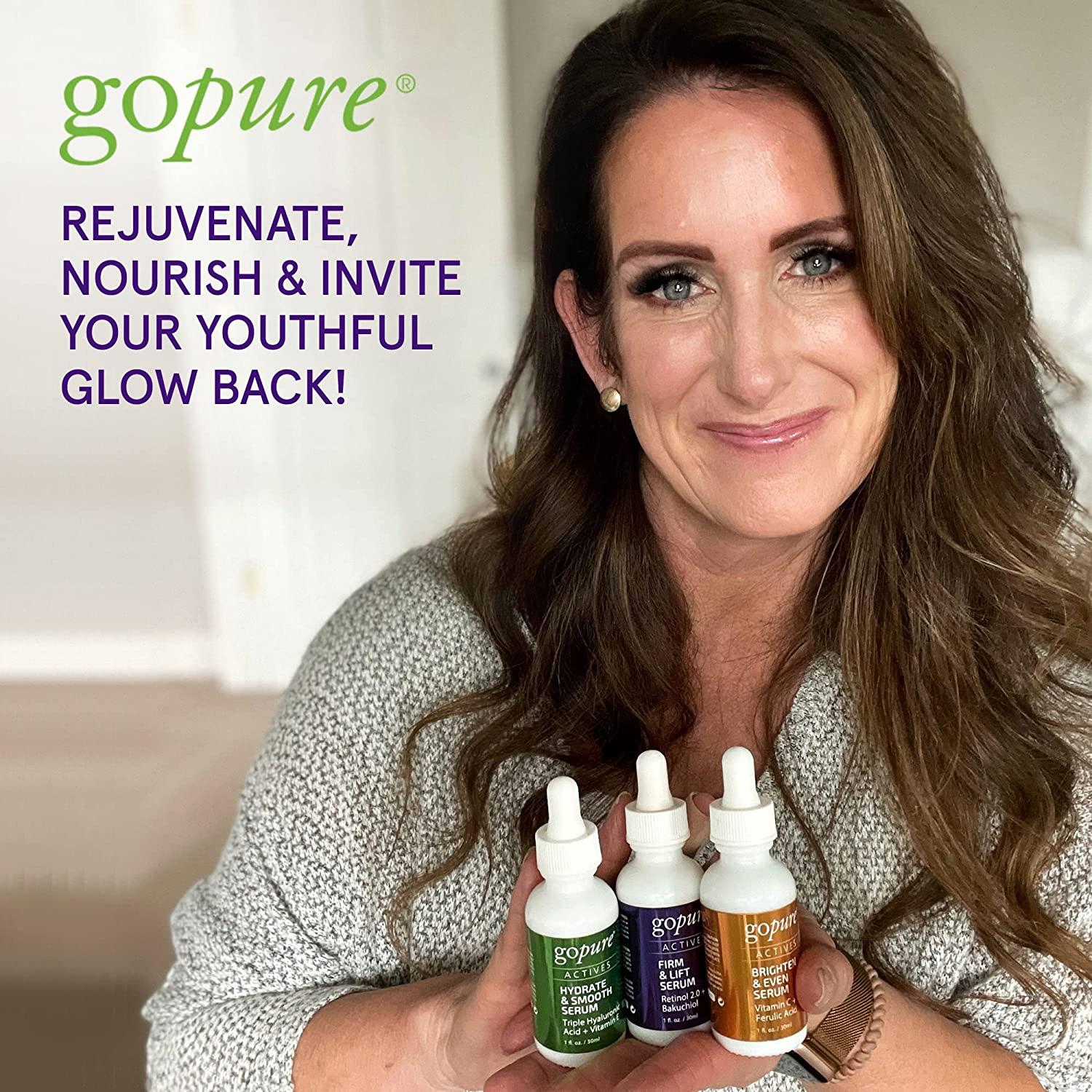 goPure Actives Facial Serum Trio Set - Hydrating & Smoothing Skin Care ...