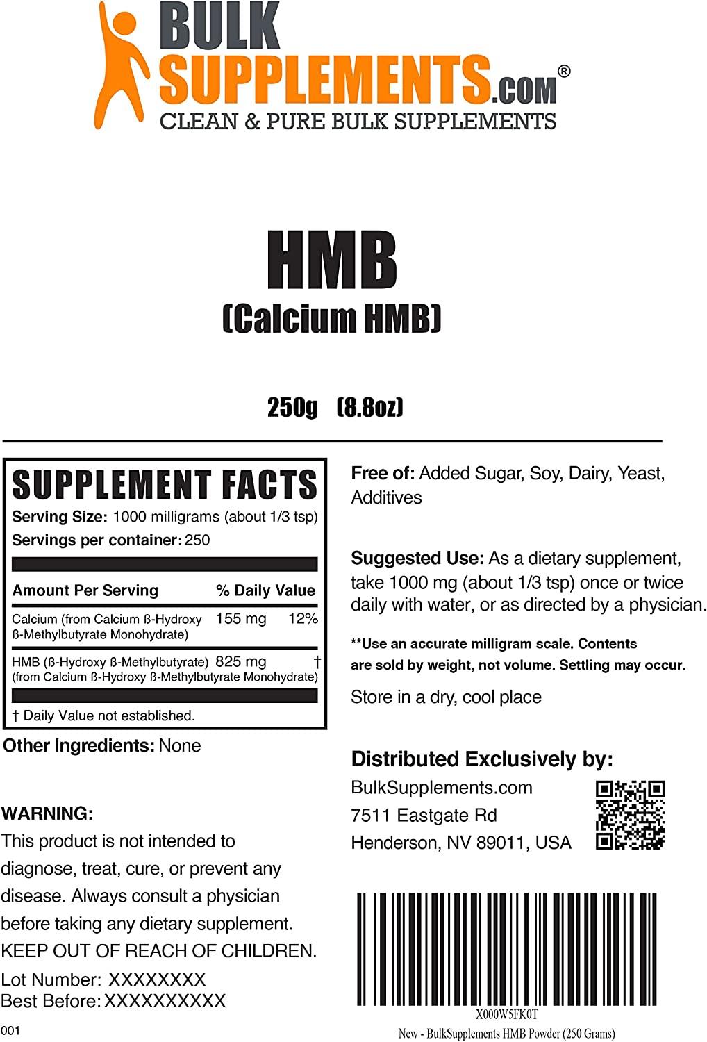 HMB Powder - Calcium Beta Hydroxybutyrate Muscle Recovery Supplement ...