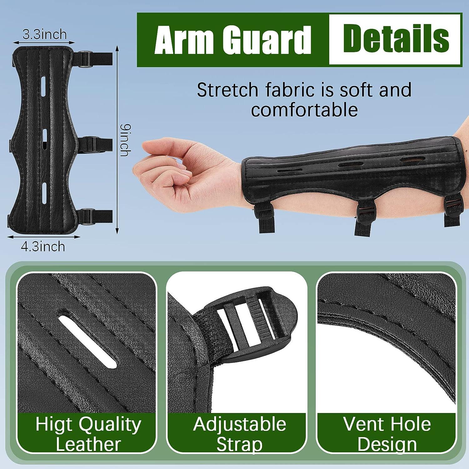 3 Pcs Archery Accessories Set: Arm Guard, Three Finger Gloves, Back ...