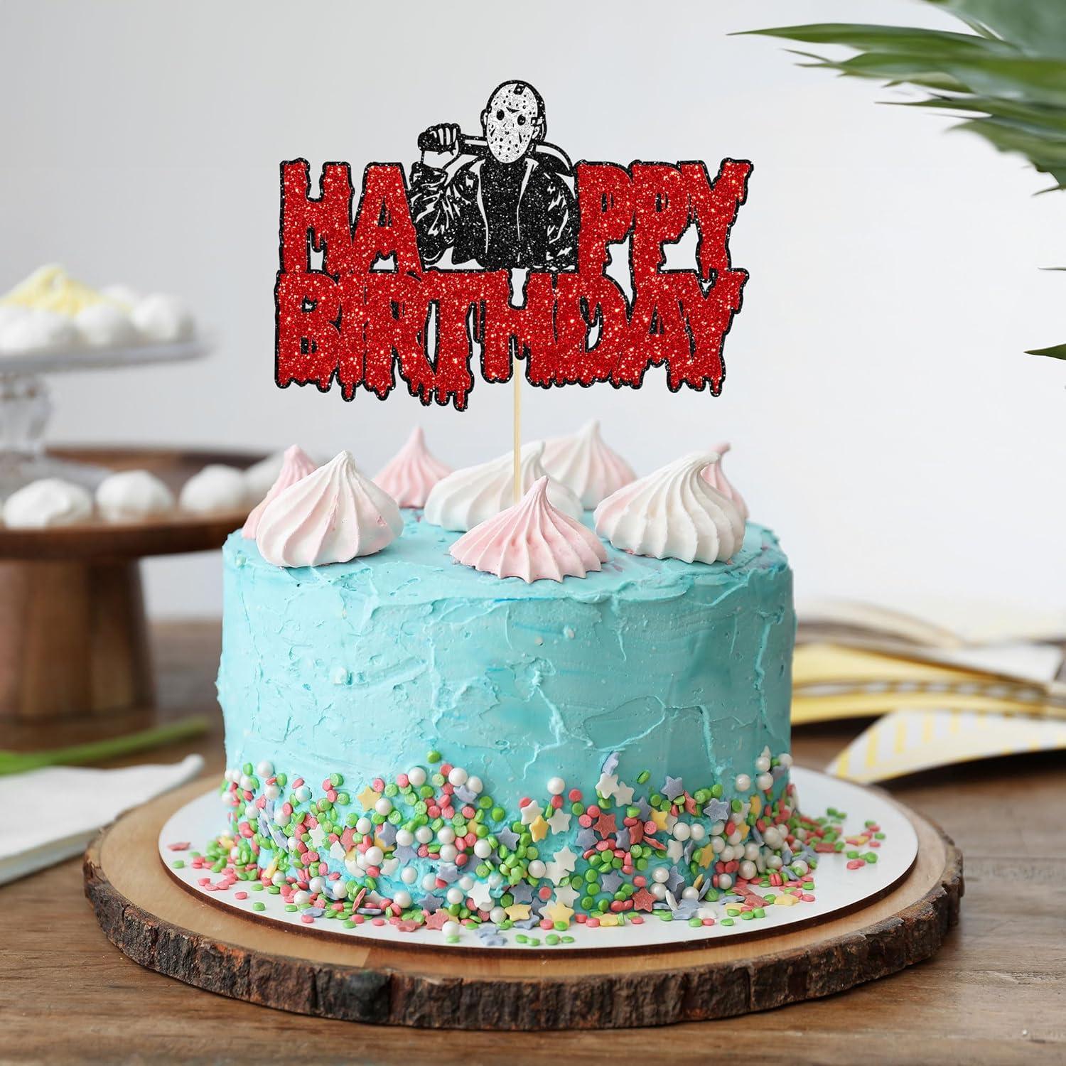 Gyufise 1Pc Horror Happy Birthday Cake Topper Glitter Horror Classic ...
