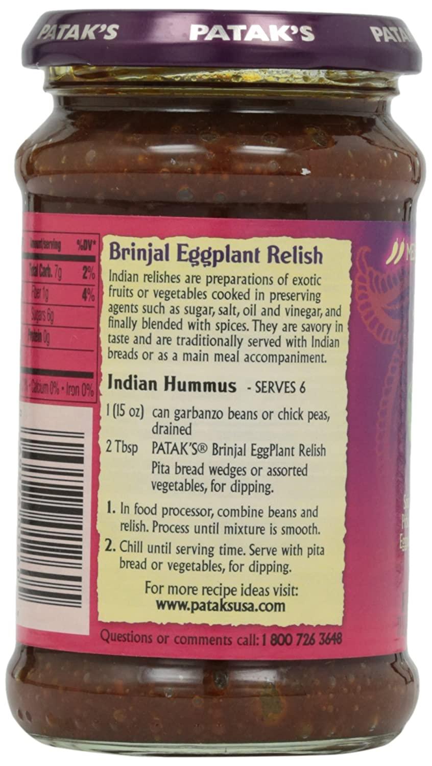 Buy Patak's Brinjal Egg Plant Relish - Medium 11 oz | Authentic Indian ...
