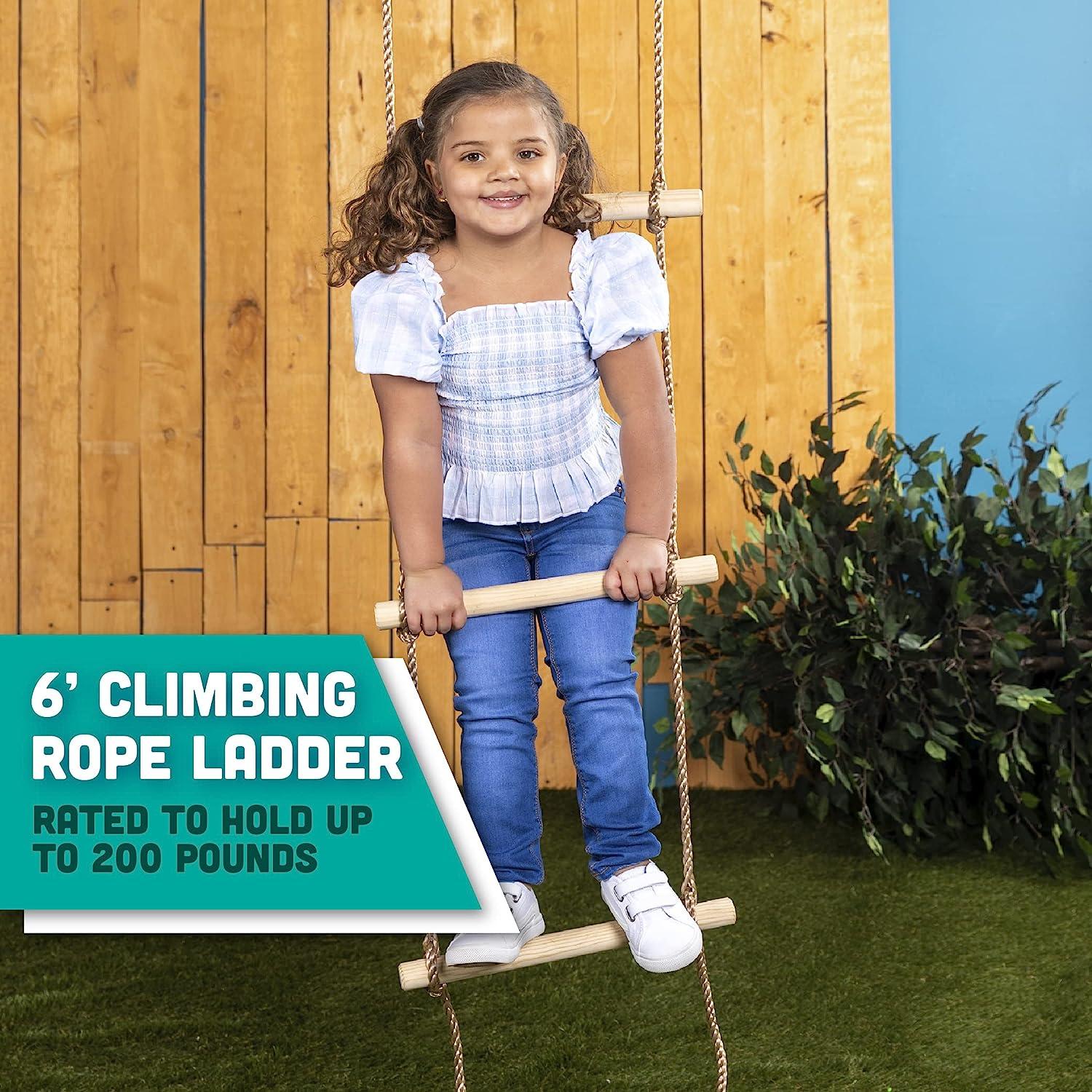 Squirrel Products 6 ft. Climbing Rope Ladder for Kids - Outdoor Play ...
