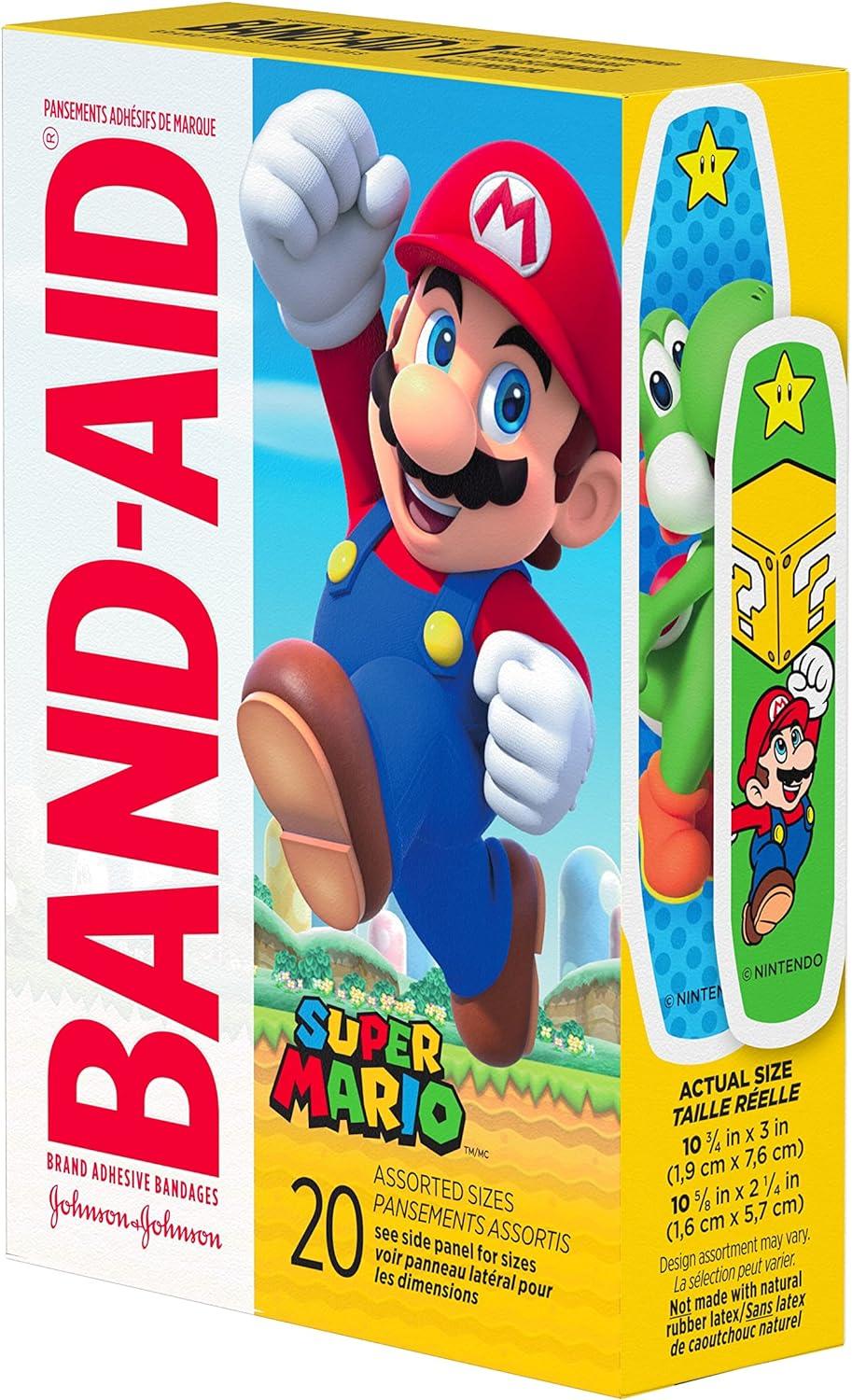 Band-Aid Super Mario 20 Count Assorted Sizes - Fun and Colorful ...