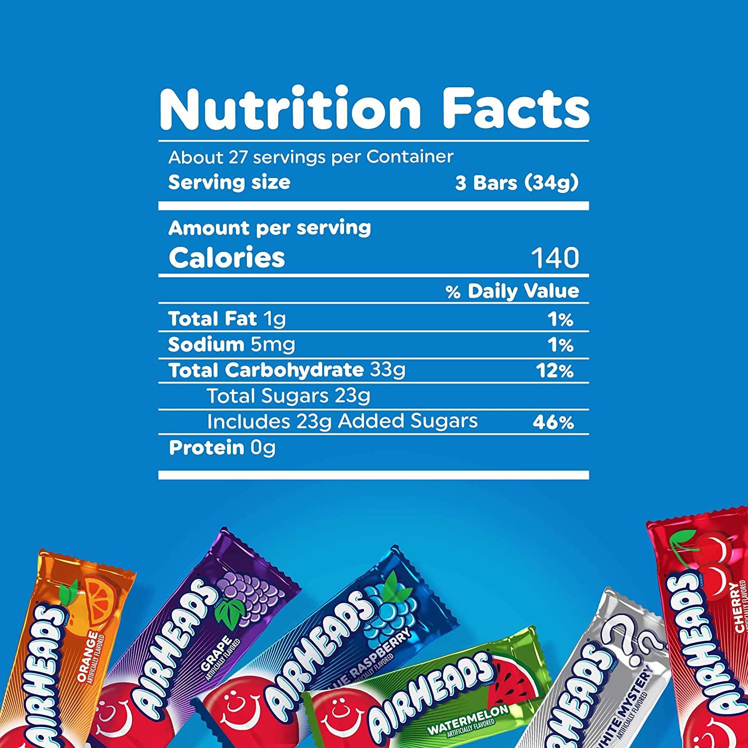 Airheads Candy Mini Bars Assorted Fruit Flavors Individually Wrapped ...