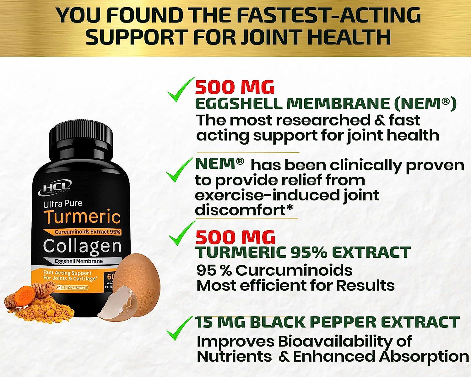 Turmeric Curcumin 95% Extract & Collagen Capsules - NEM Joint Comfort ...