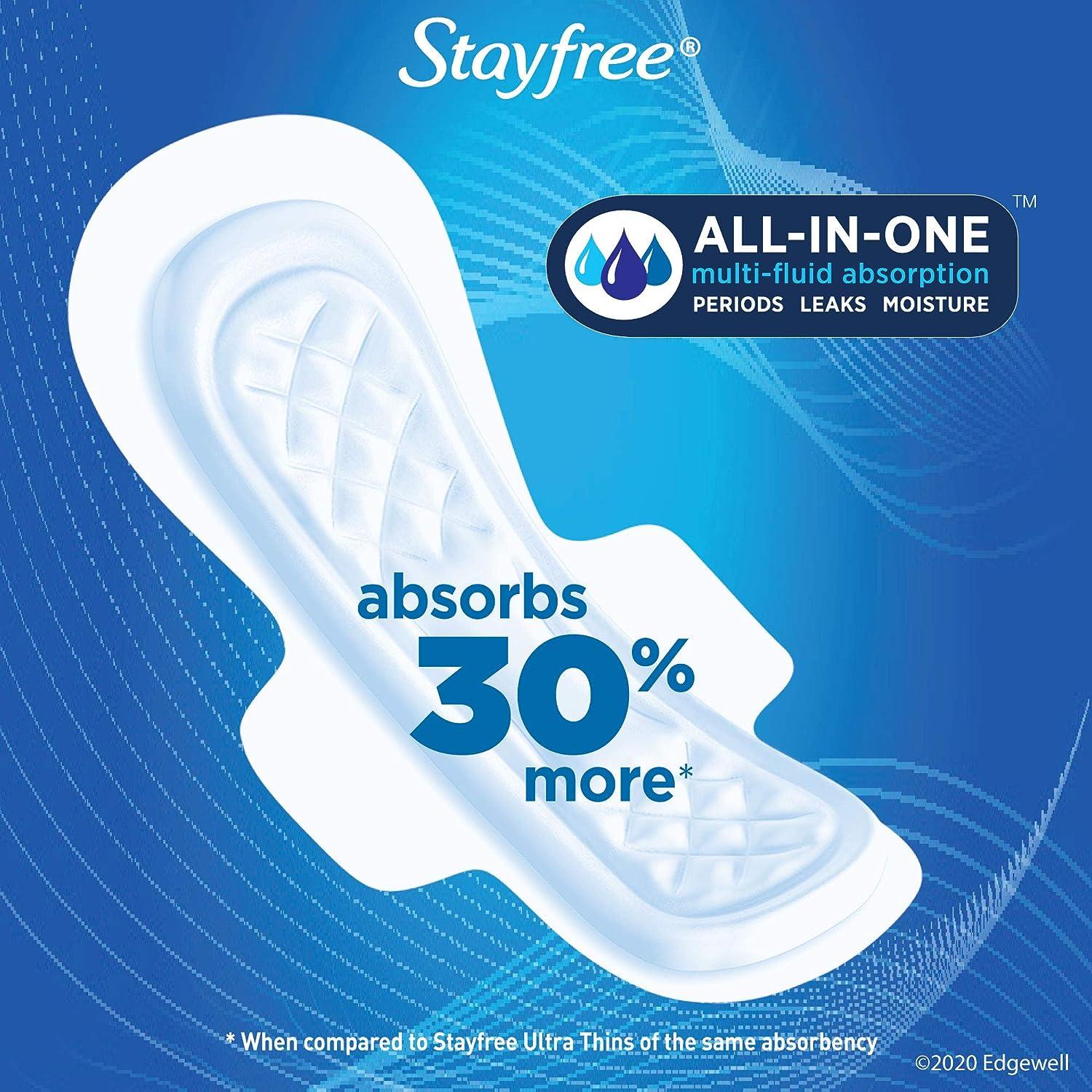 Stayfree Maxi Overnight Pads with Wings - 28 Count Pack for Reliable ...