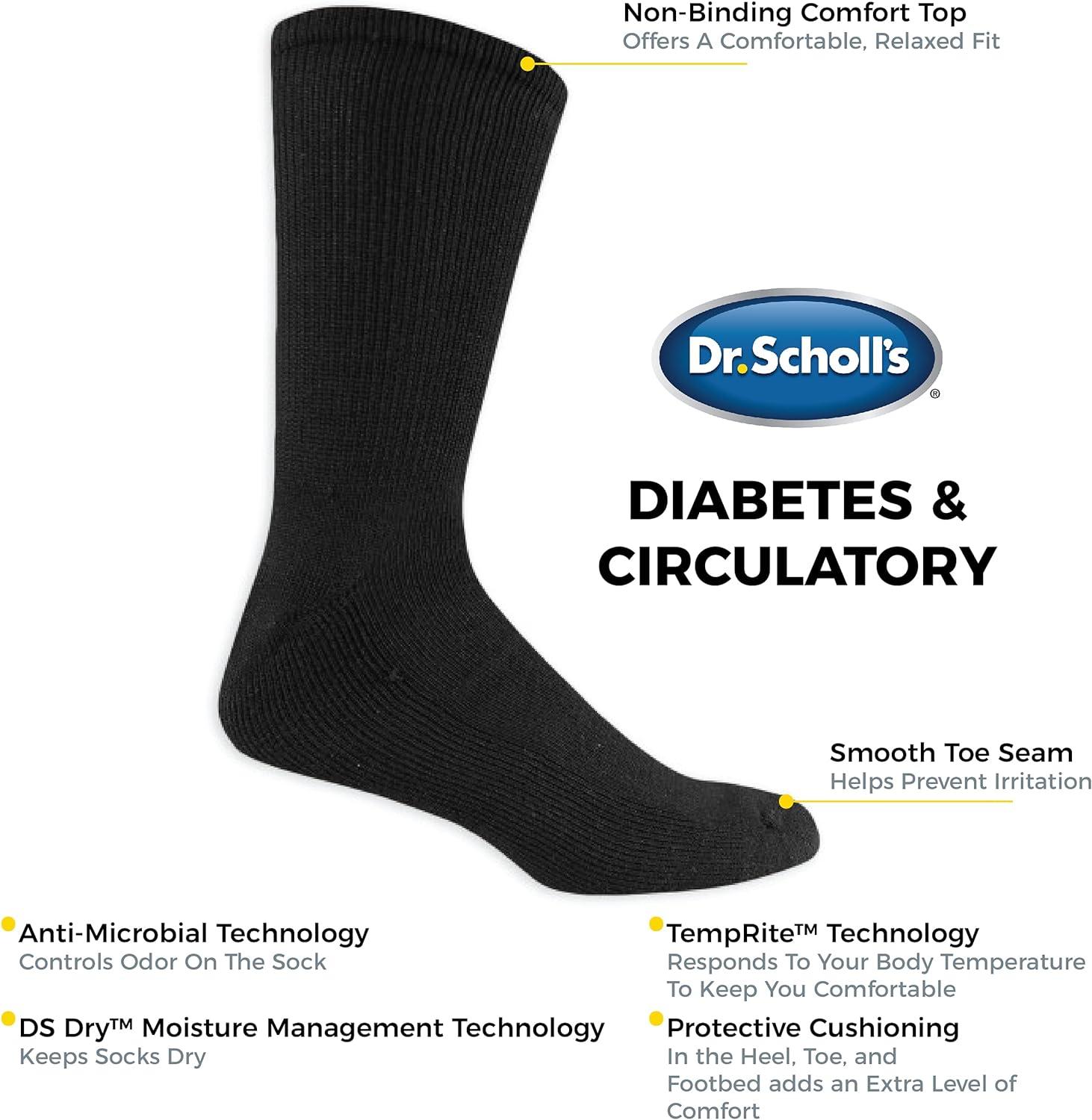 Dr. Scholl's Men's Diabetes & Circulator Socks - Non-binding Comfort 7 ...
