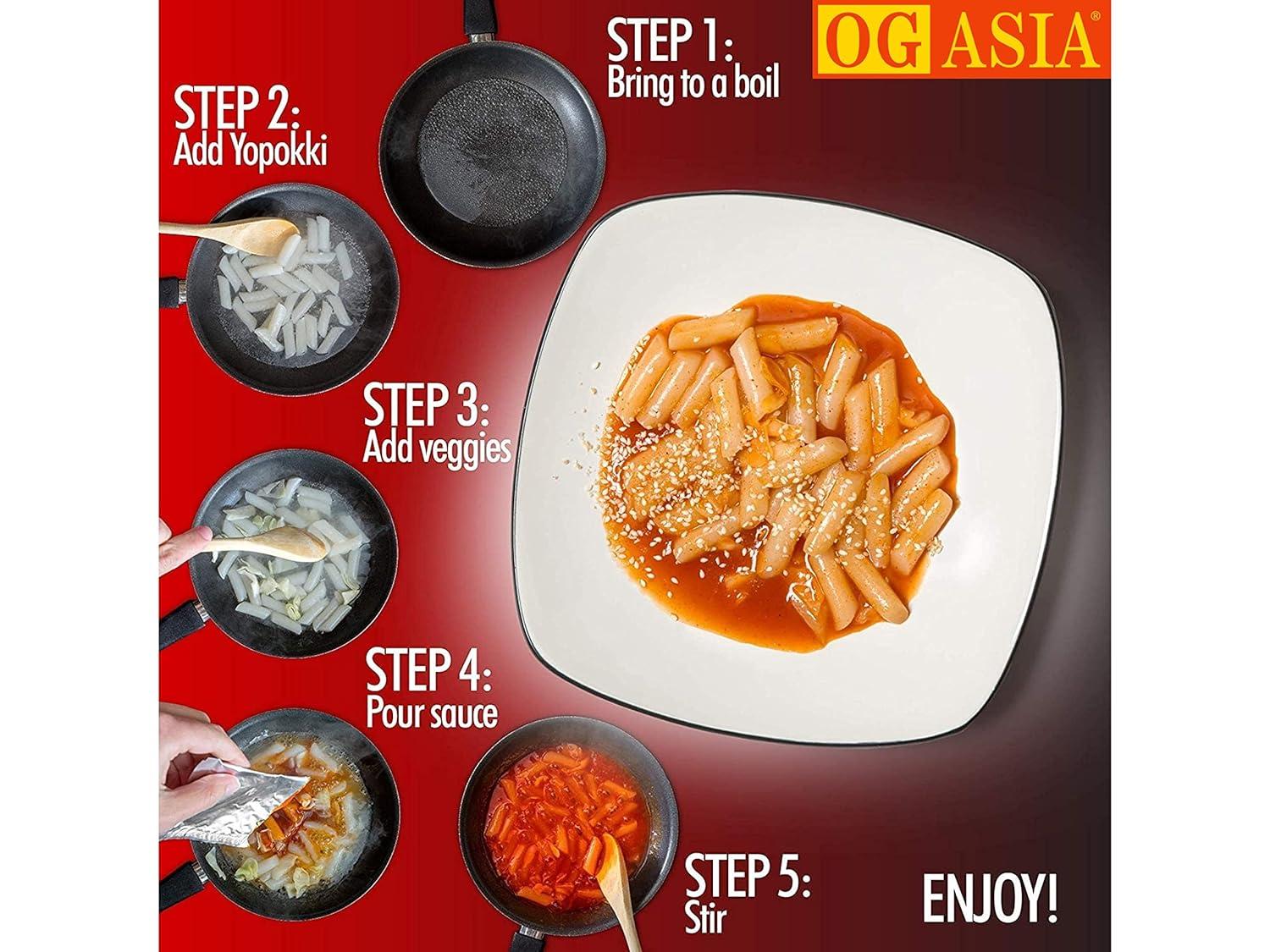 Yopokki Double Pack Sweet/Spicy + Jjajang Beans - Tteokbokki Rice Cake Cups - 260g OG Asia ...