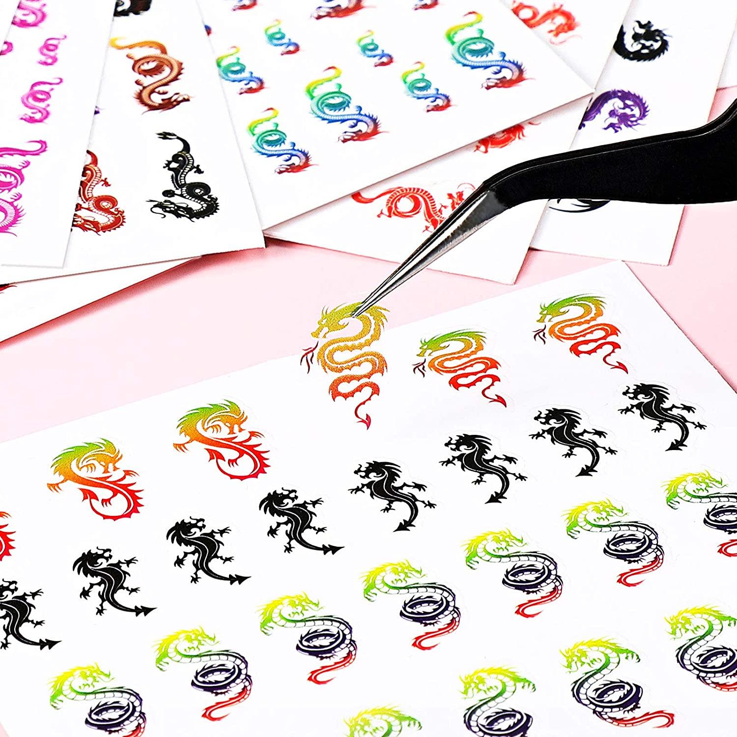 Dragon Phoenix Nail Art Stickers - 22 Self-Adhesive 3D Decals for DIY ...