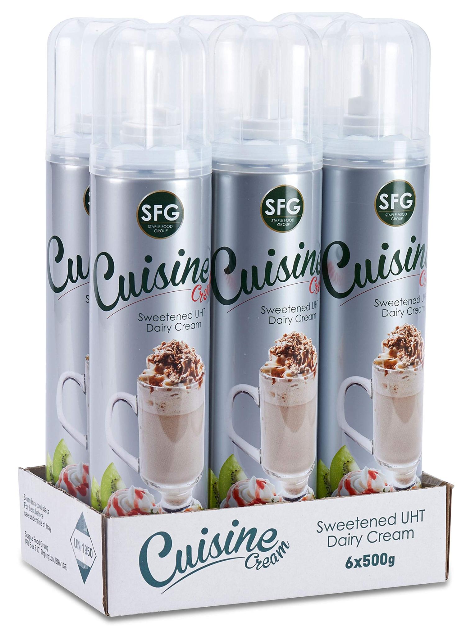 Cuisine Sweetened UHT Aerosol Squirty Cream Cans - 6x500g | Buy Now ...