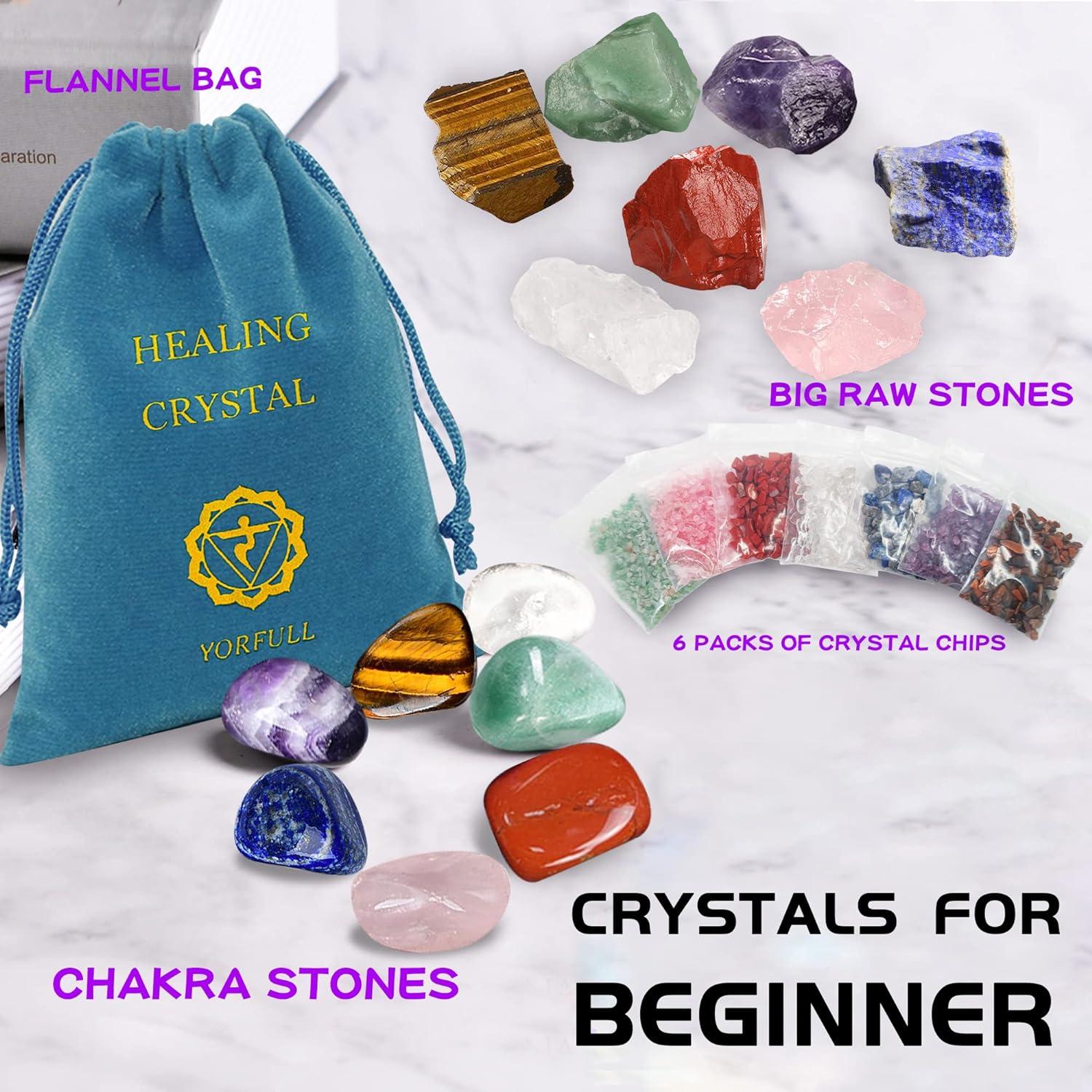 Beginner's 7 Chakra Crystal Set - 23 Pcs, Wiccan Reiki Gift with 4 ...