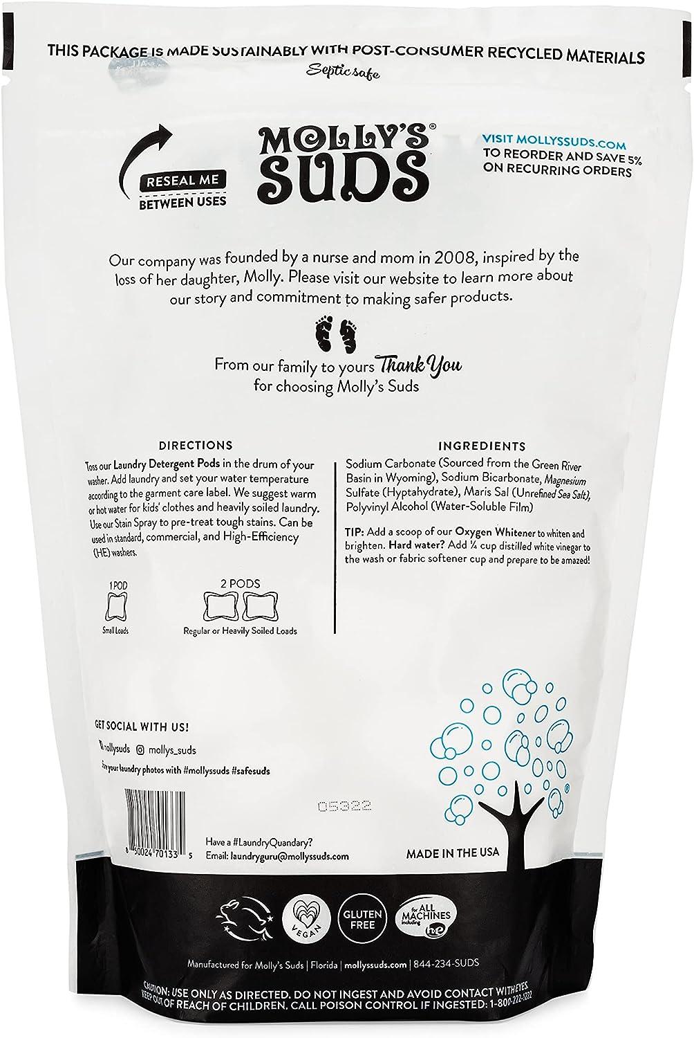 Molly's Suds Laundry Detergent Pods - 60 Count | Natural & Unscented ...