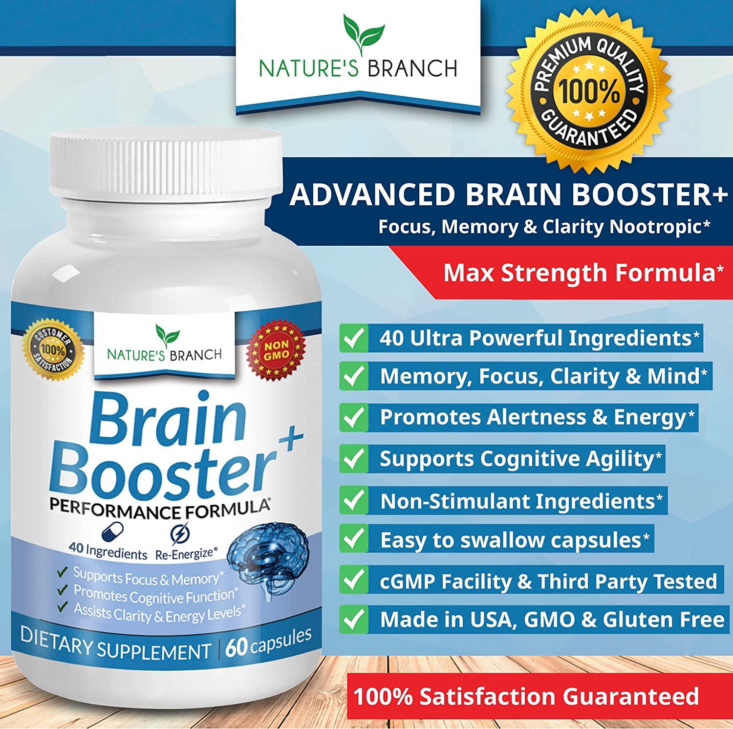 Advanced Brain Booster Supplements - 40 Ingredients Memory Focus ...