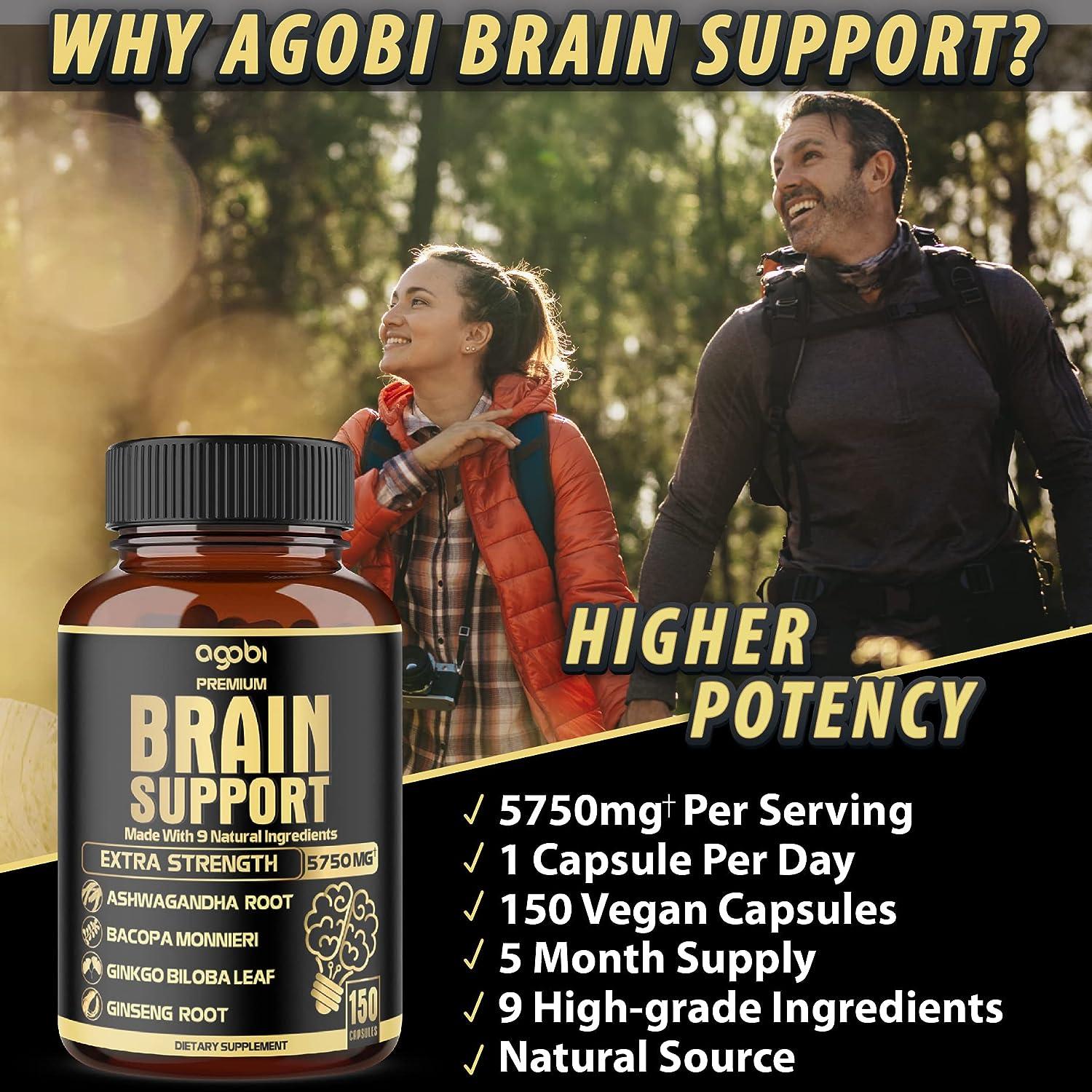9in1 Brain Support Supplement 5750 Mg - Ashwagandha Panax Ginseng Gotu Kola Ginkgo Biloba ...