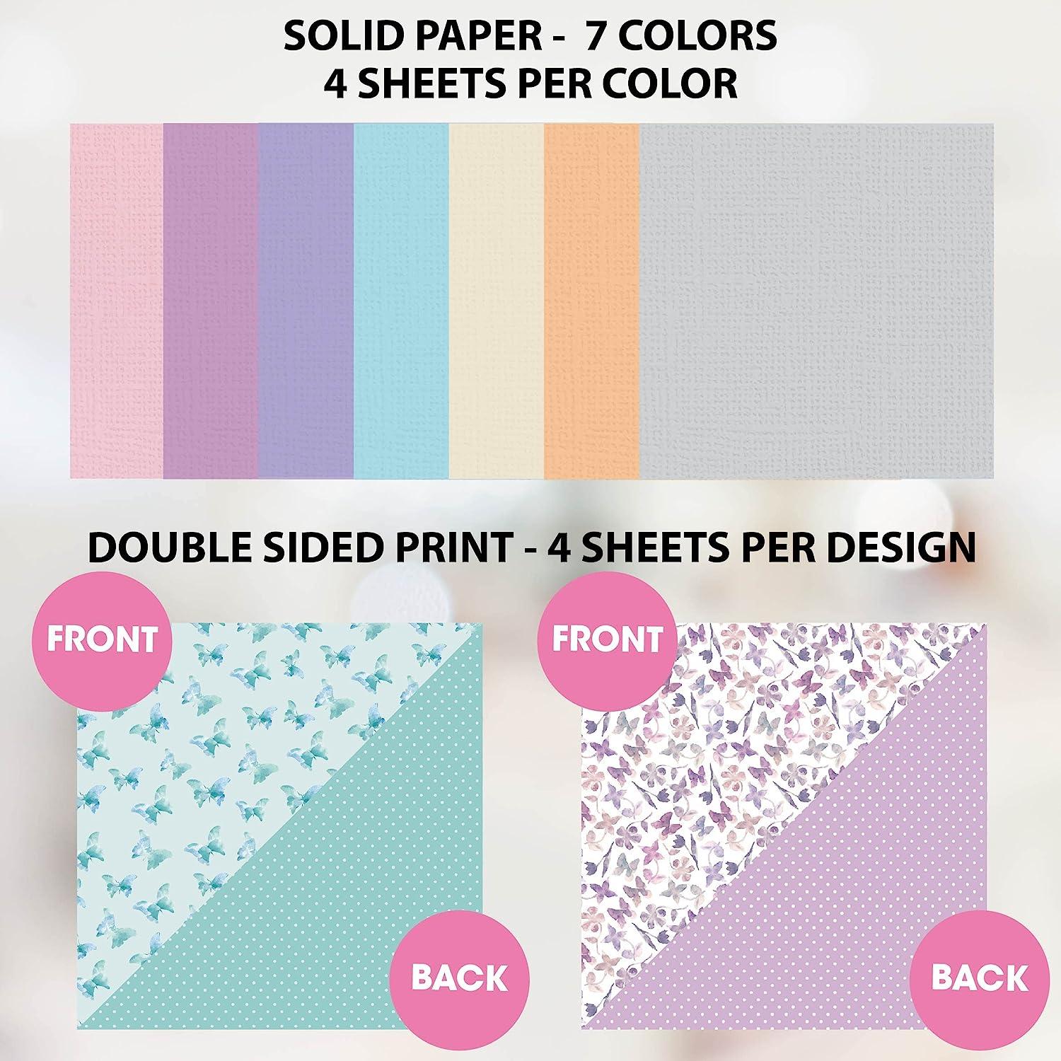 12x12 Double Sided Solid Colored Paper Pad Scrapbook Cardstock ...
