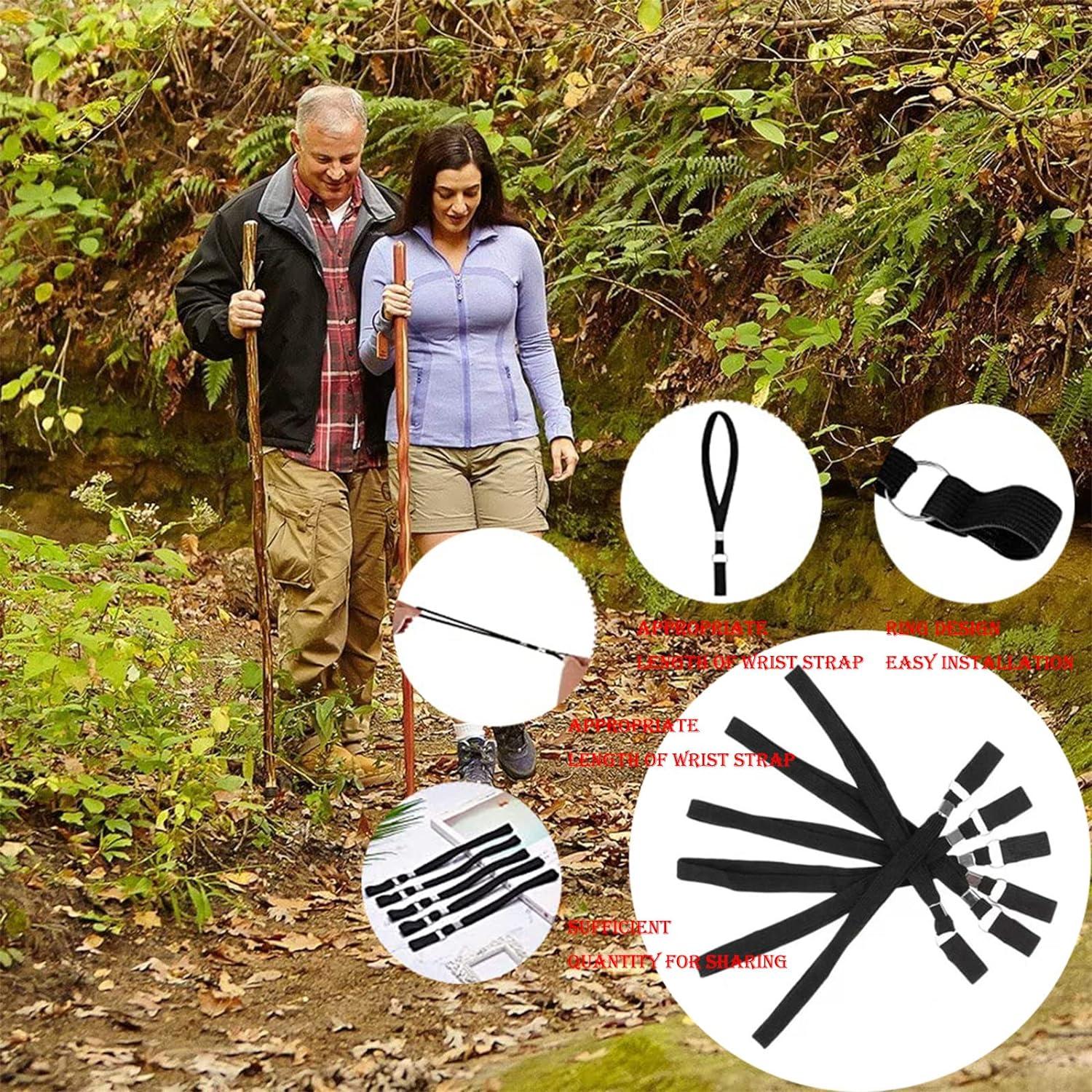 NHCDFA Walking Stick Strap 6pcs - Black Nylon Wristband for Easy ...